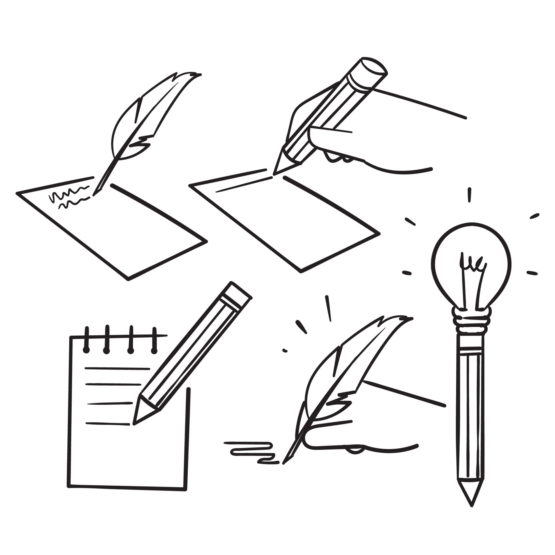 Hand Drawn Doodle Set Of Copywriting Related Illustration Vector