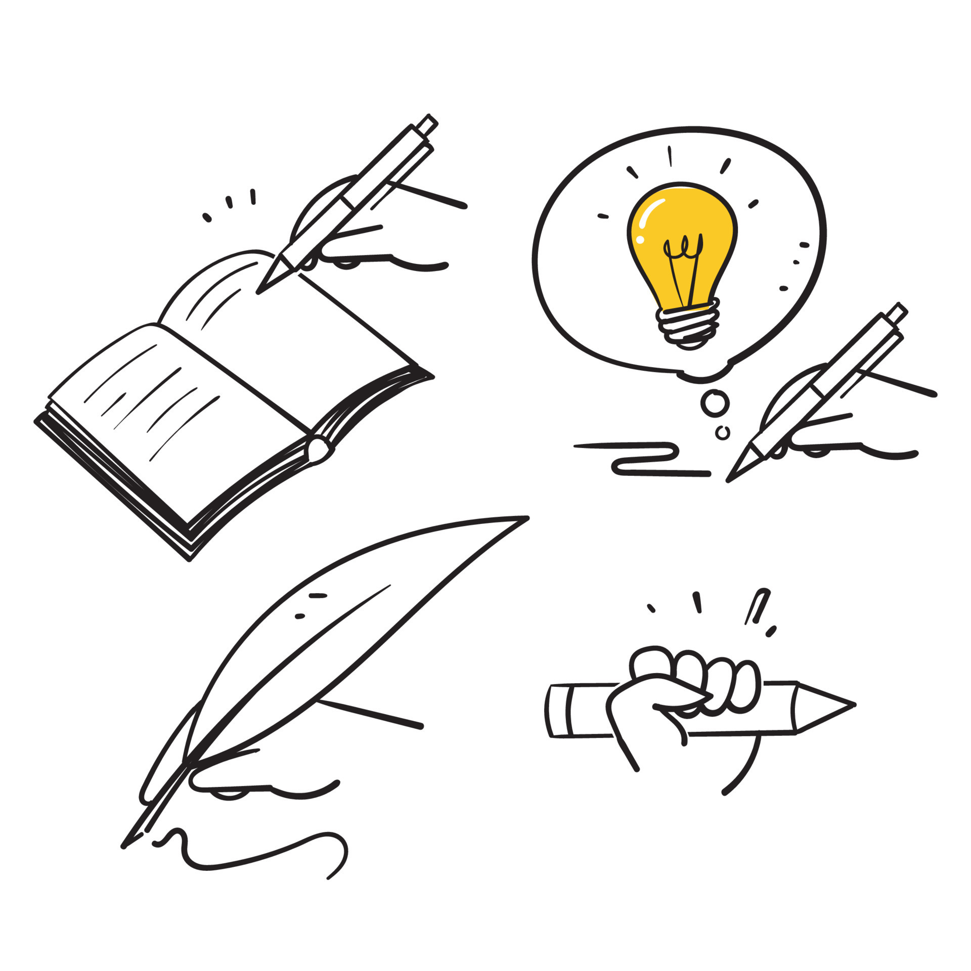 Hand Drawn Doodle Set Of Copywriting Related Illustration Vector