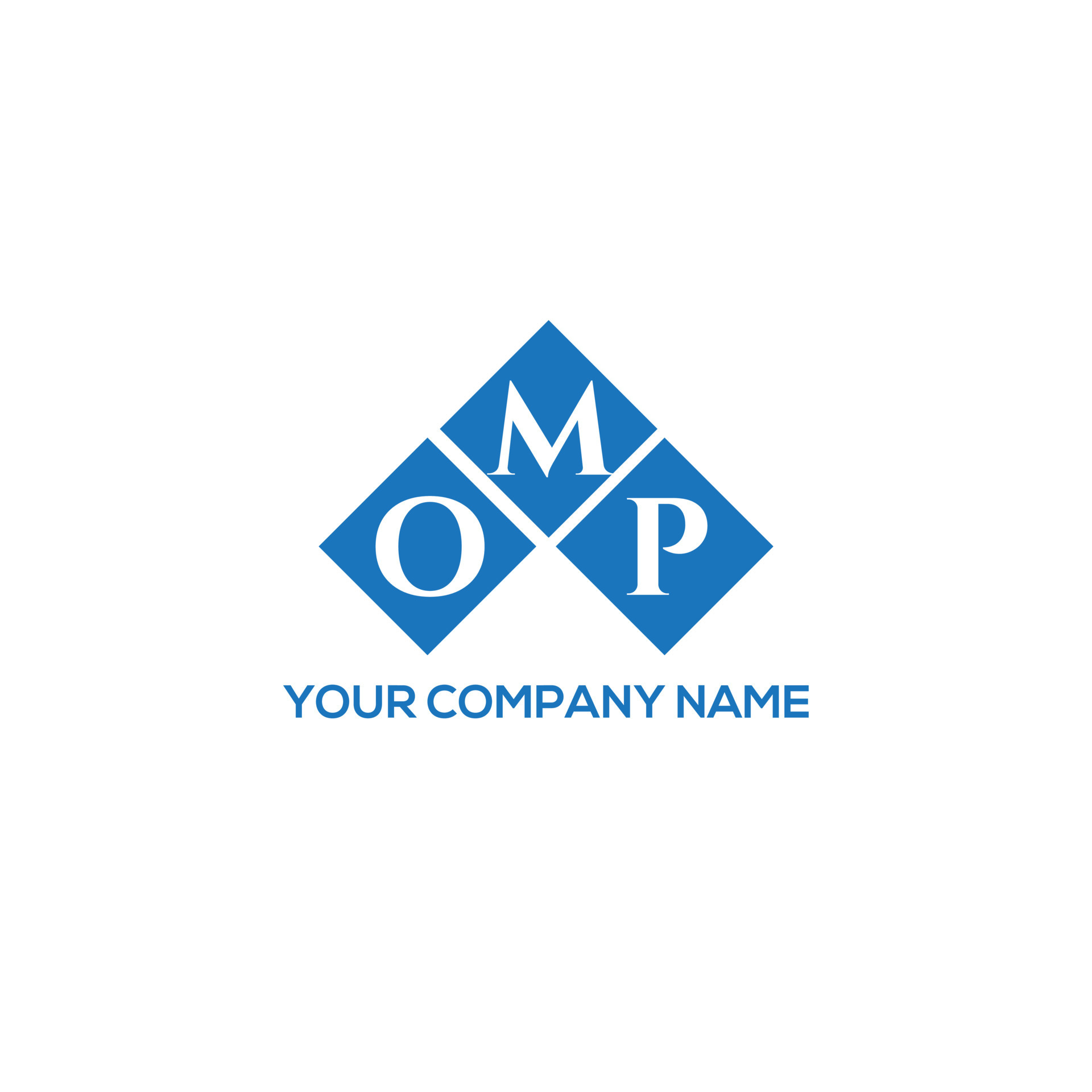 diseño de logotipo de letra omp sobre fondo blanco. concepto de logotipo de letra de iniciales ...