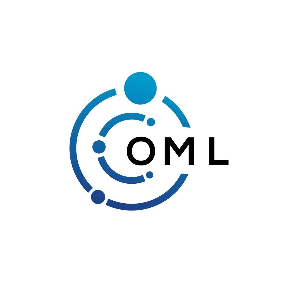 diseño de logotipo de tecnología de letras oml sobre fondo blanco. oml letras iniciales ...