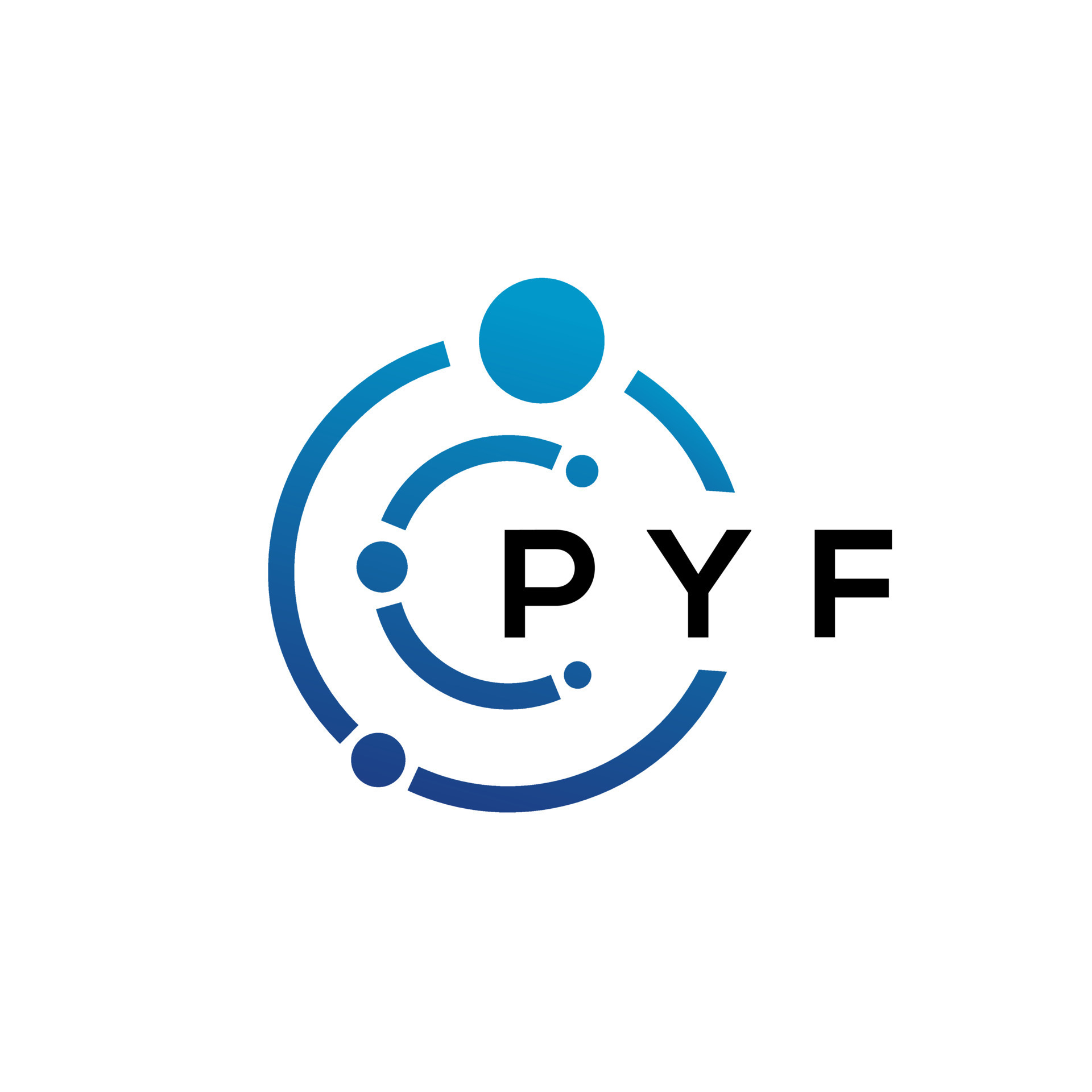Diseño de logotipo de tecnología de letras pyf sobre fondo blanco. pyf creative initials letter ...
