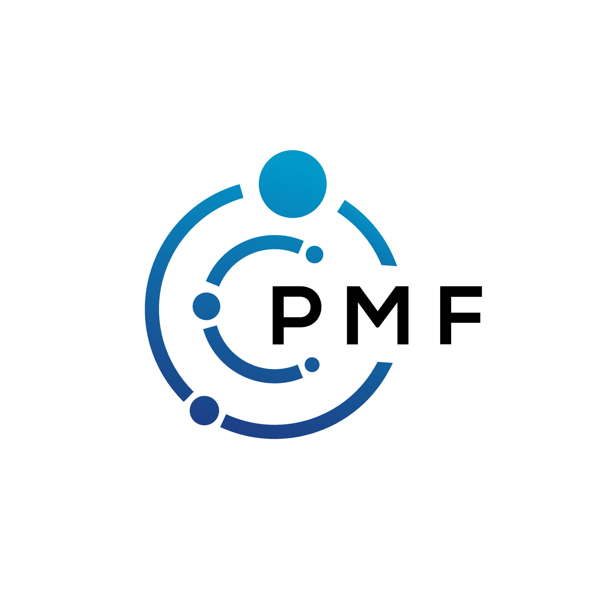 diseño de logotipo de tecnología de letra pmf sobre fondo blanco. pmf creative initials letter ...