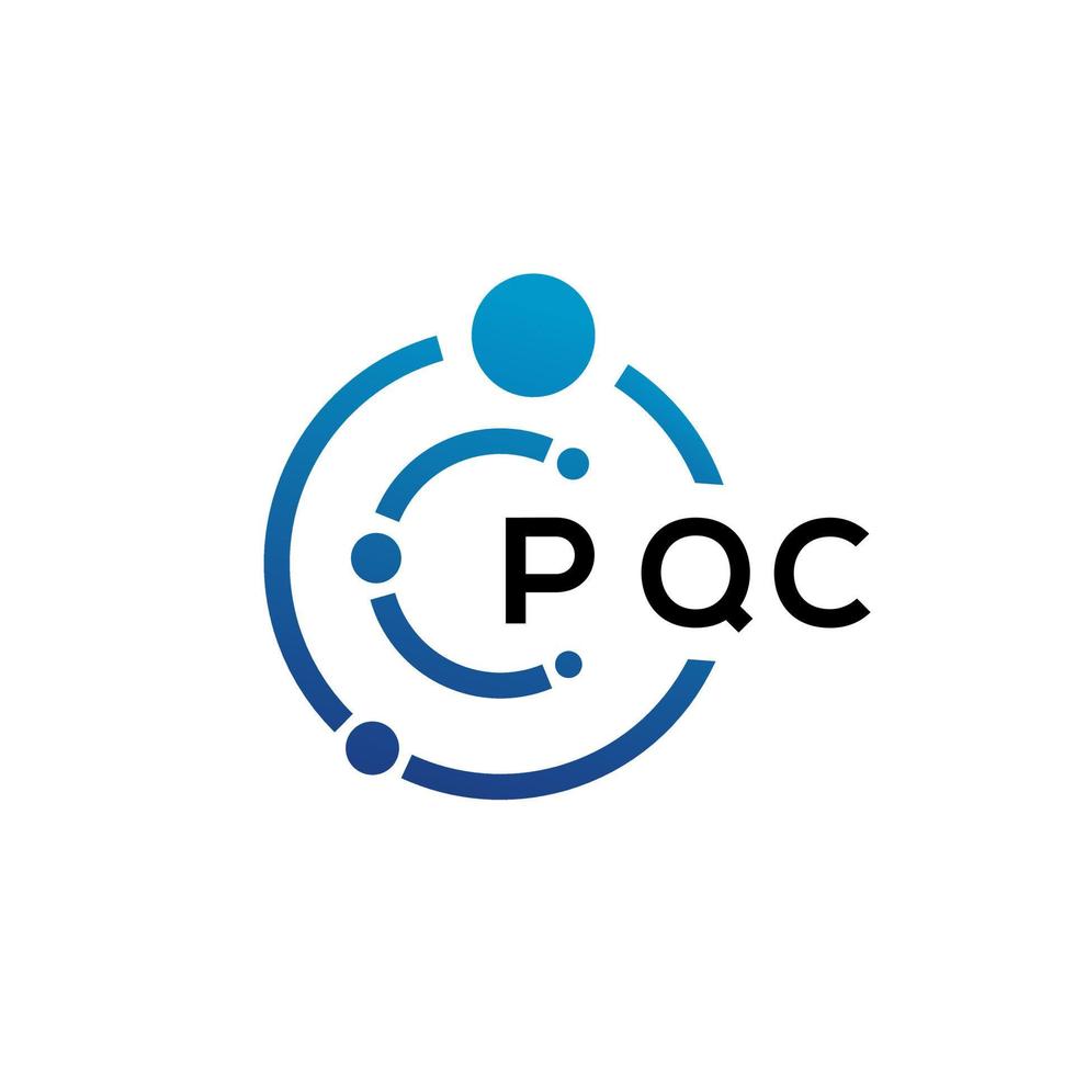 Diseño de logotipo de tecnología de letras pqc sobre fondo blanco. pqc creative initials letter ...