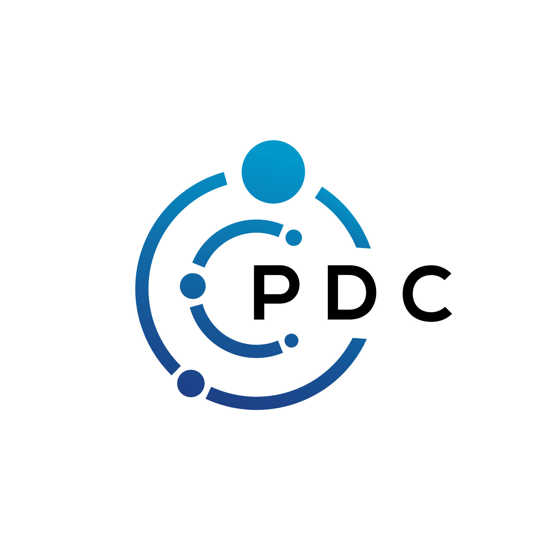 PDC letter technology logo design on white background. PDC creative ...