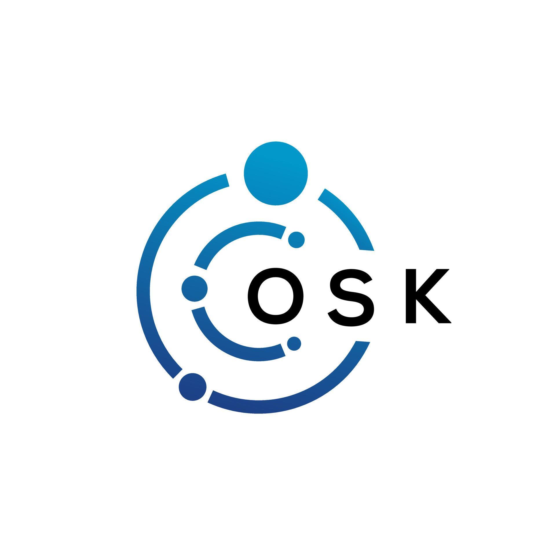 diseño de logotipo de tecnología de letras osk sobre fondo blanco. osk creative initials letter ...
