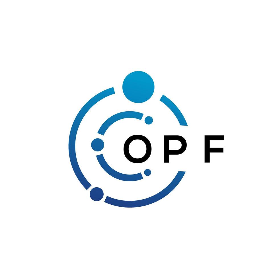diseño de logotipo de tecnología de letras opf sobre fondo blanco. concepto de logotipo de letra ...