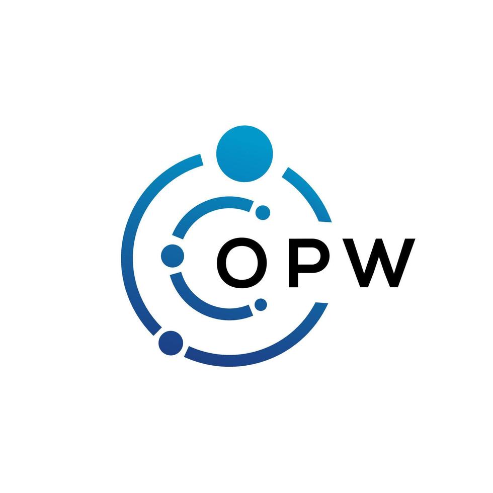 diseño de logotipo de tecnología de letra opw sobre fondo blanco. opw letras iniciales creativas ...