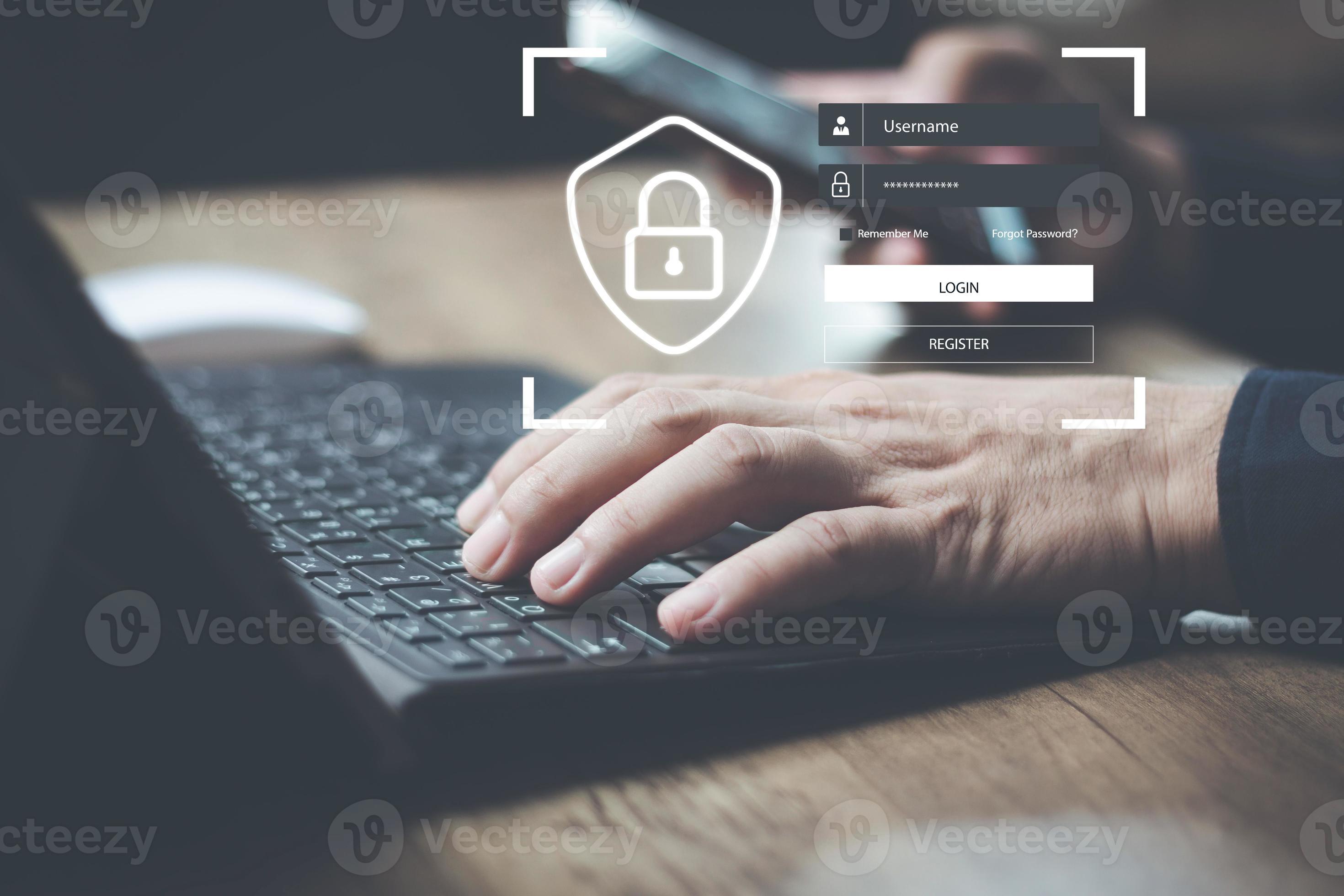 cyber security concept man's hand using a smartphone to the system ...