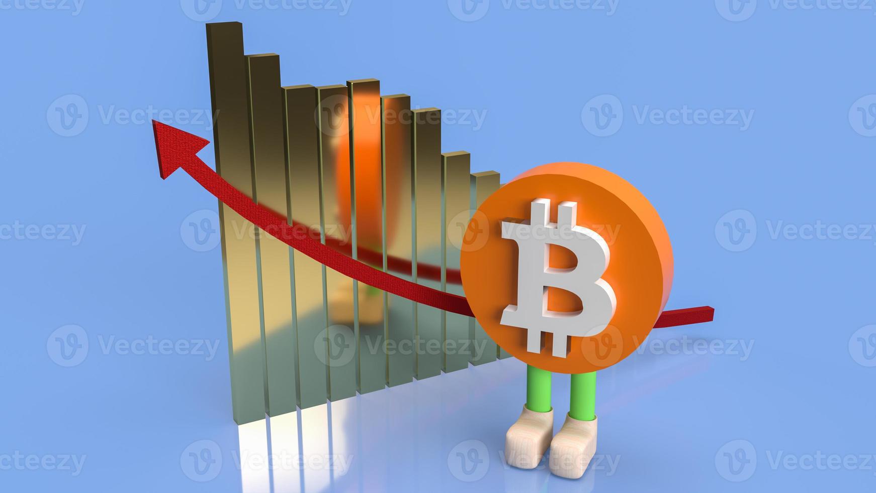The bitcoin symbol character and chart arrow up for business or ... The bitcoin symbol character and chart arrow up for business or ...
