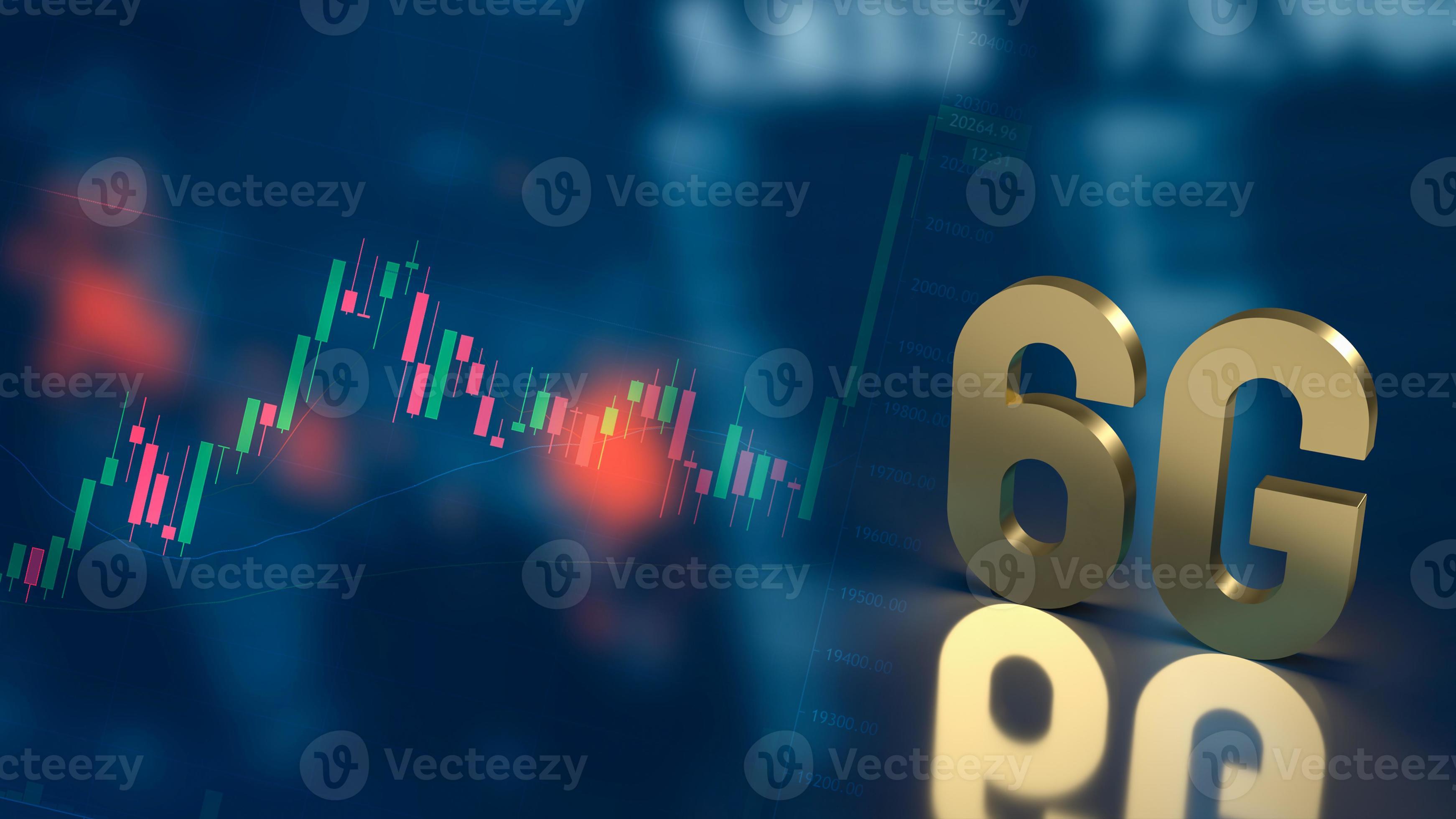 gold 6g on business background for technology concept 3d rendering 10126997 Stock Photo at Vecteezy