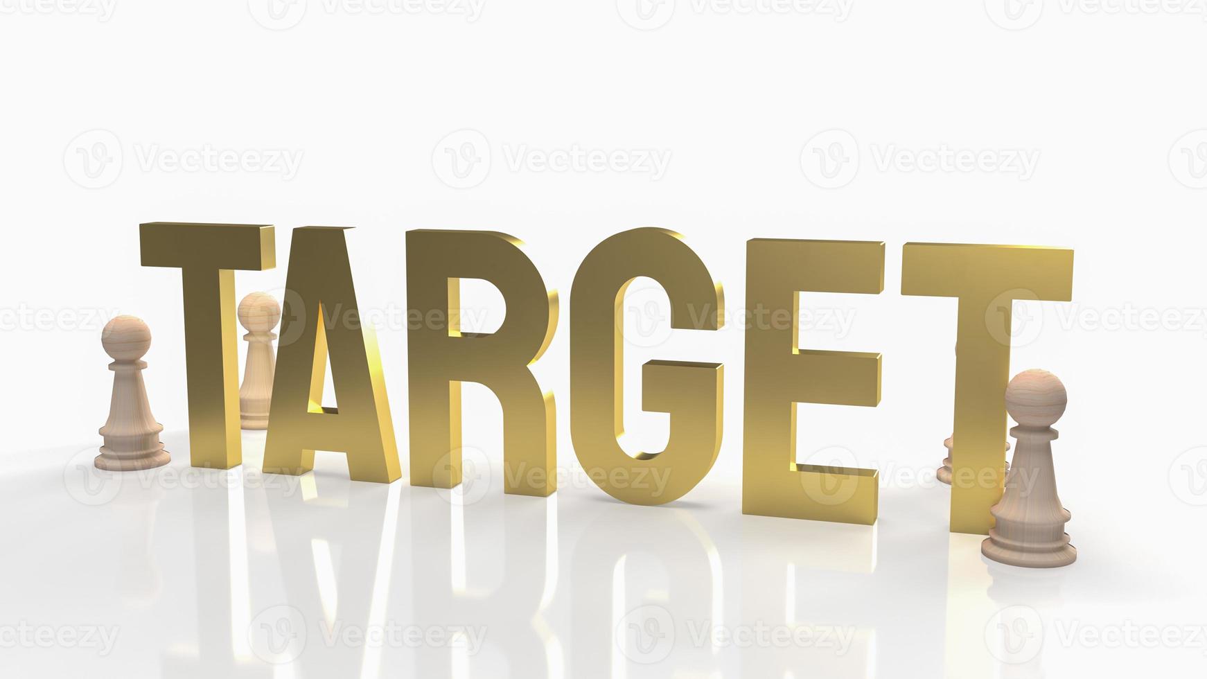 The Gold Target Word And Chess On White Background For Business Concept