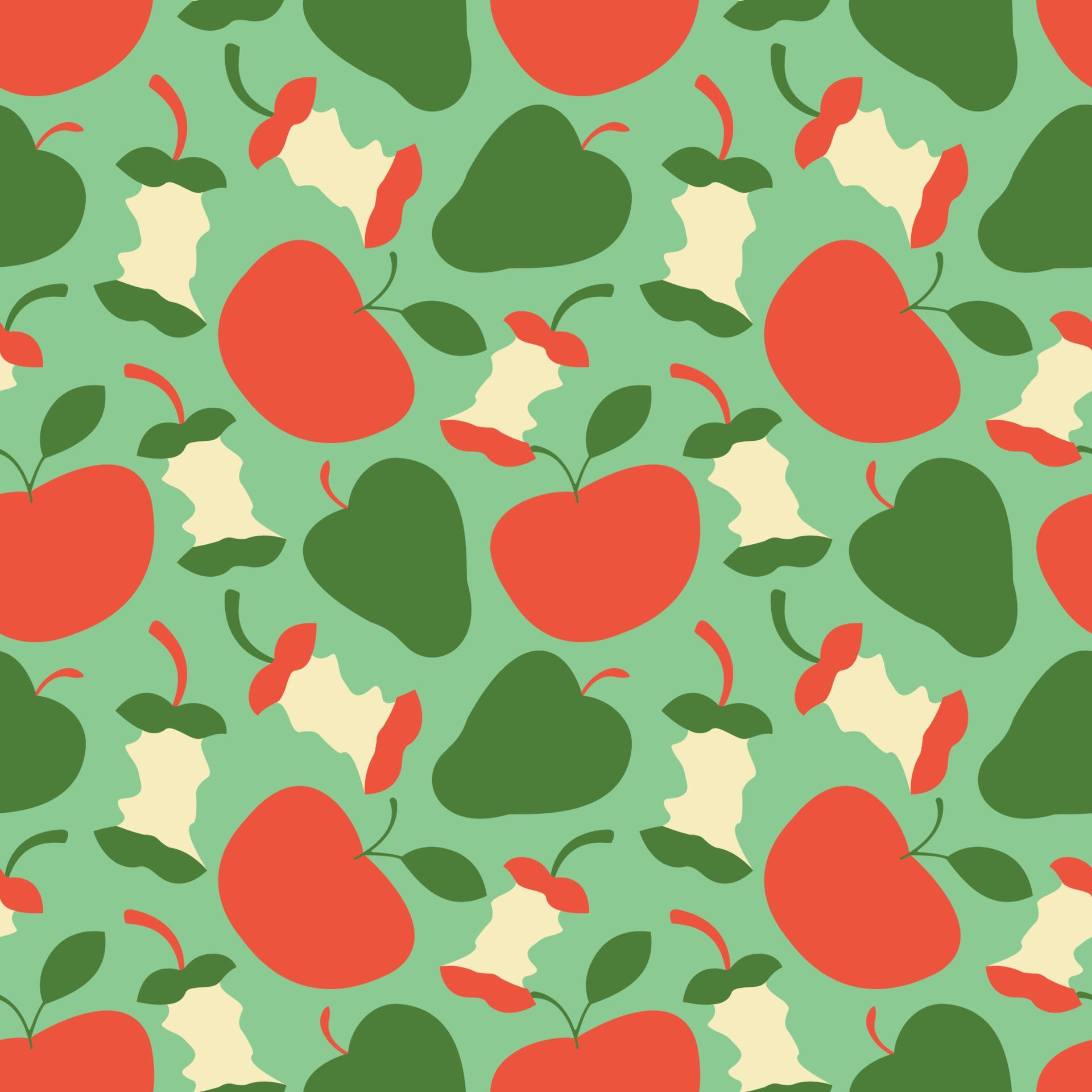 Vector Summer Pattern With Apples Flowers And Leaves Seamless Pattern