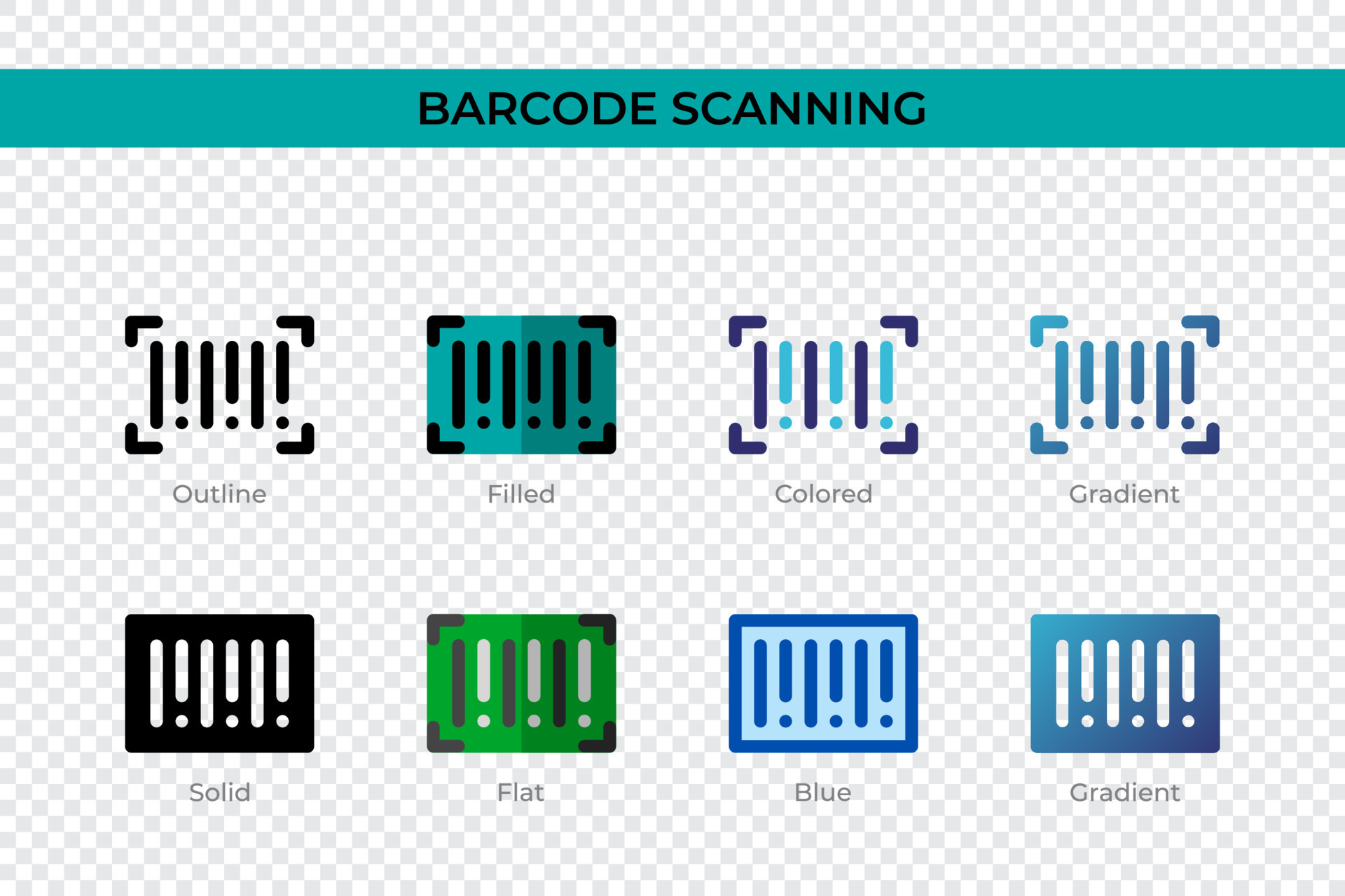 Barcode Scanning Icon In Different Style Barcode Scanning Vector Icons Designed In Outline