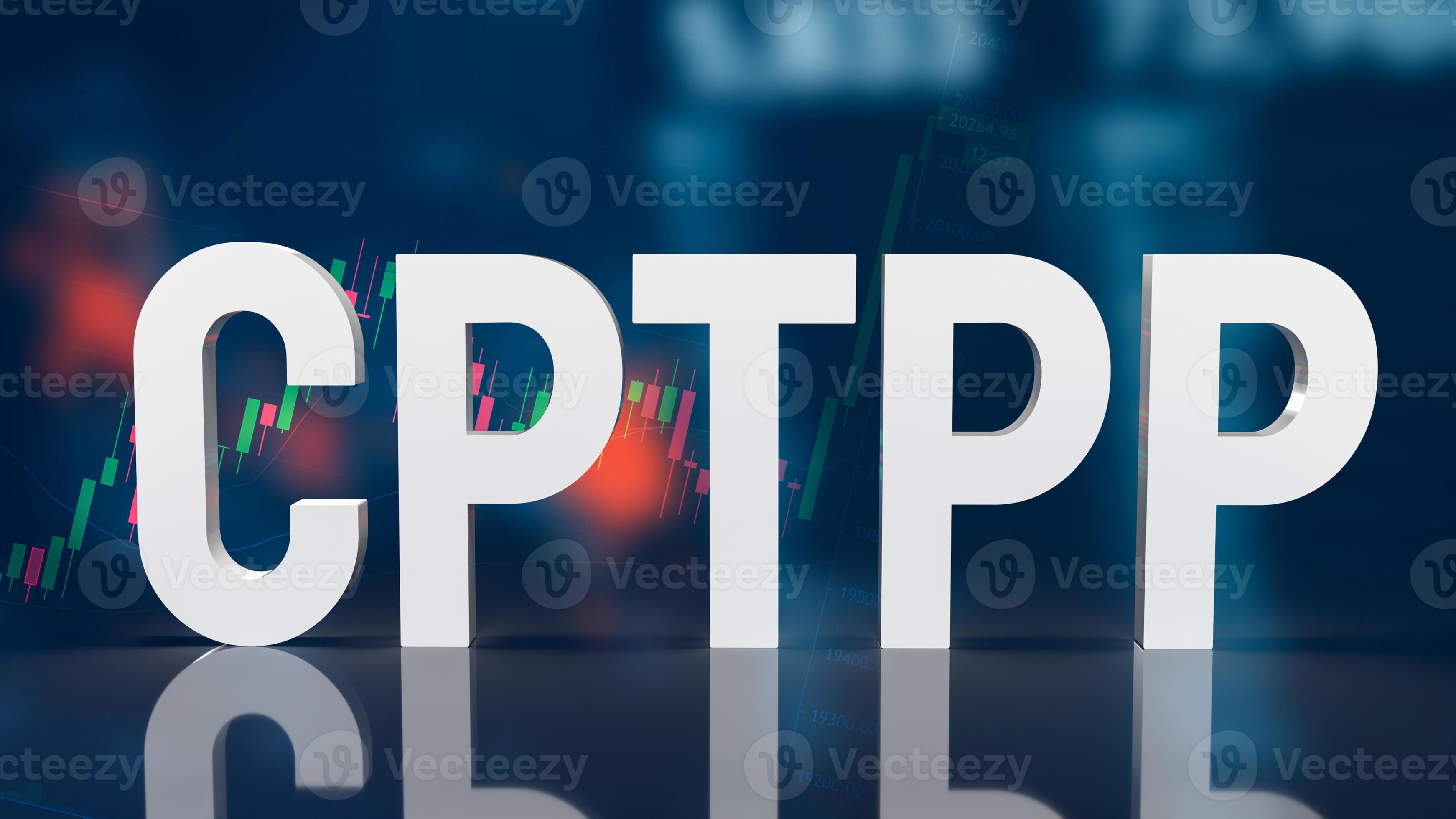 el texto cptpp en el fondo del gráfico para la representación 3d del concepto de negocio ...