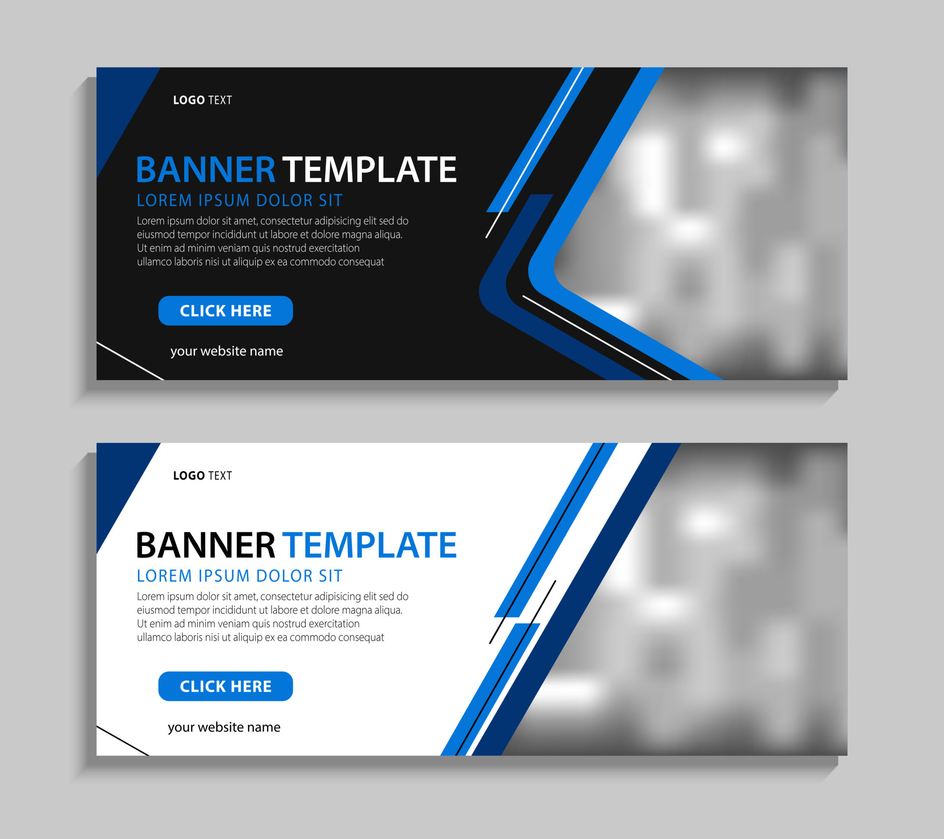 Abstract horizontal web banner design template. Modern business advertising banner design with ...