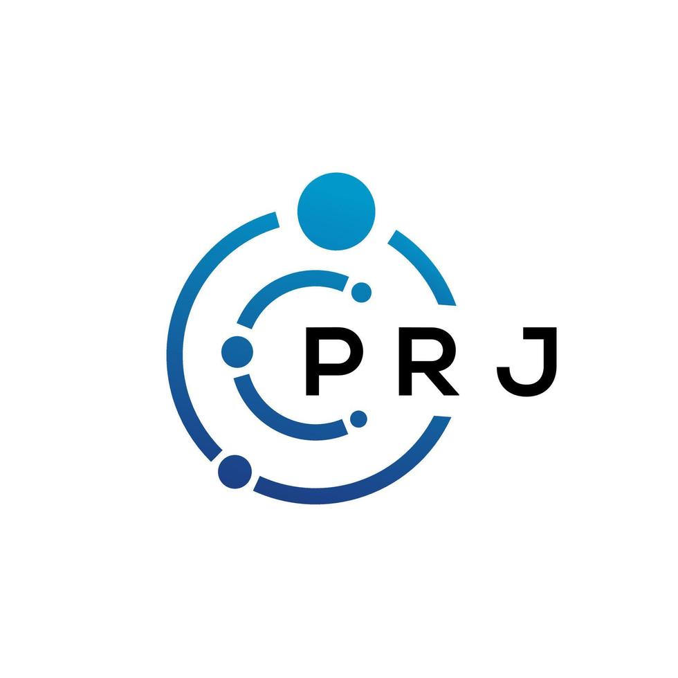 diseño de logotipo de tecnología de letras prj sobre fondo blanco. prj letras iniciales ...