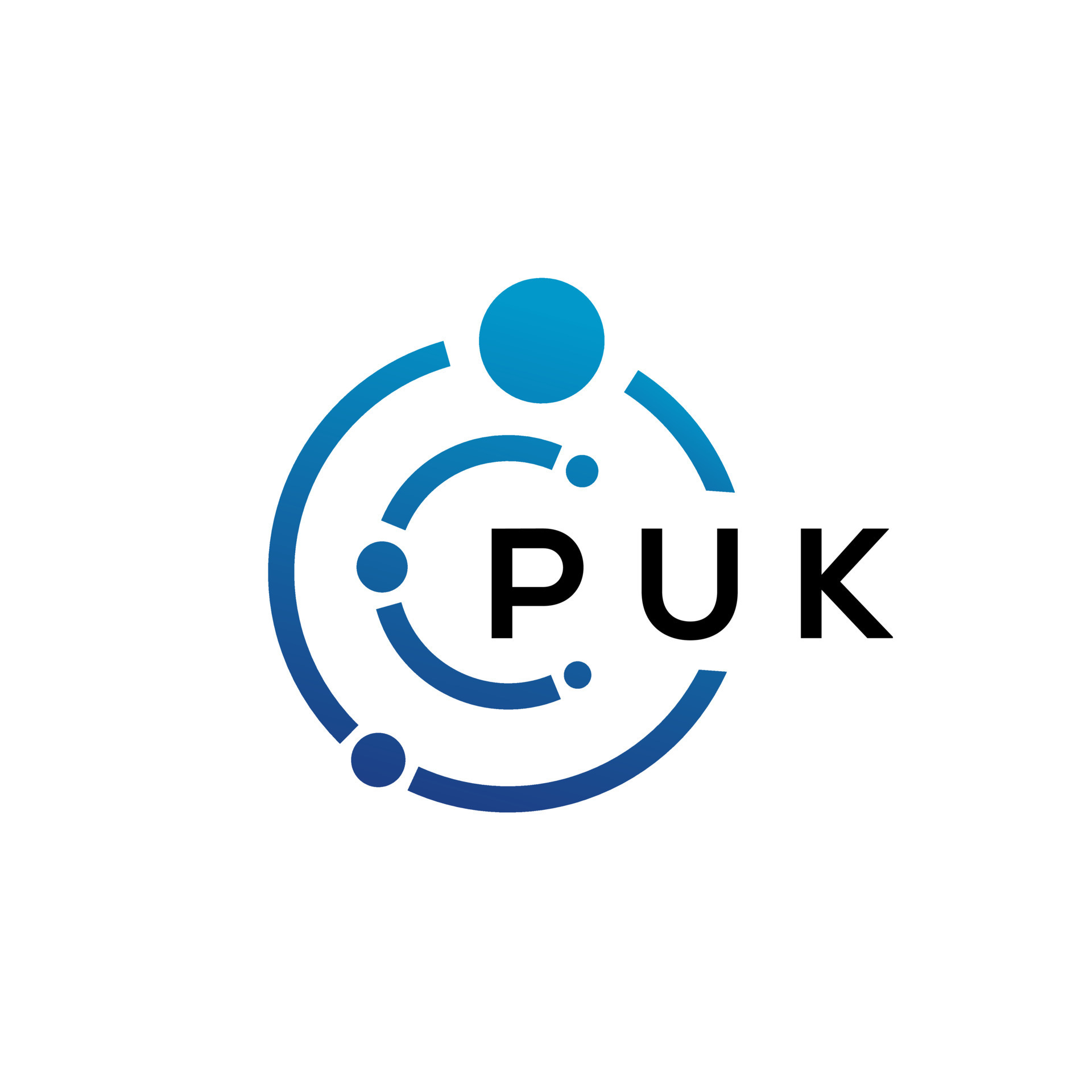 diseño de logotipo de tecnología de letras puk sobre fondo blanco. puk creative iniciales letra ...