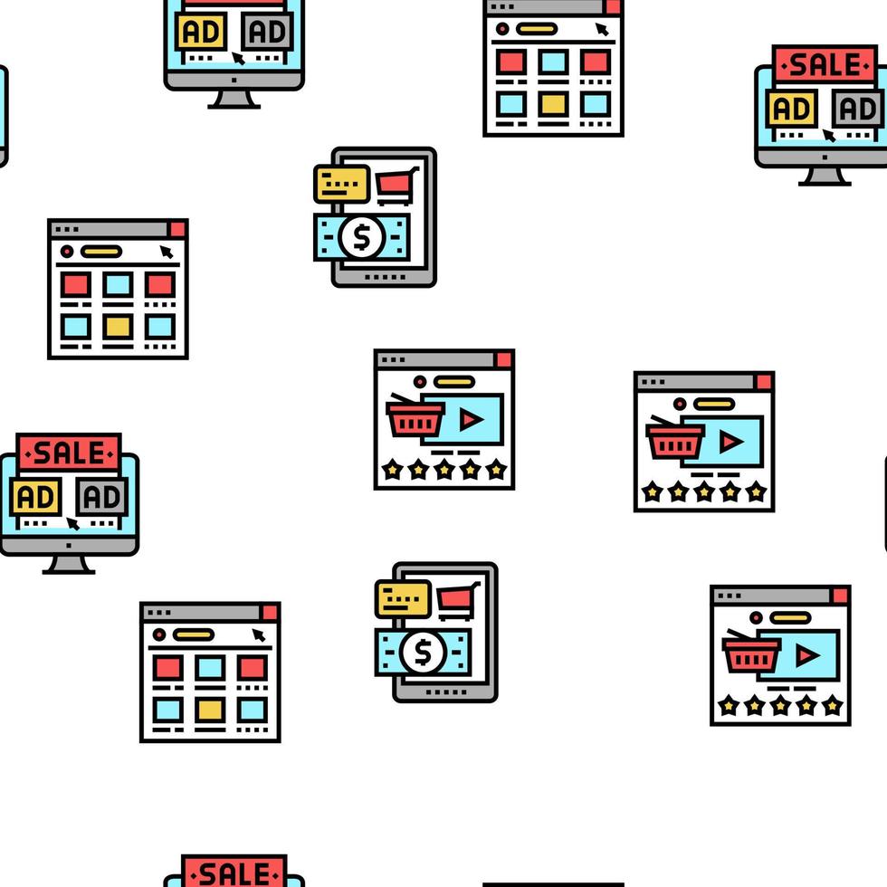 Ecommerce And Online Shopping Vector Seamless Pattern 10142281 Vector ...