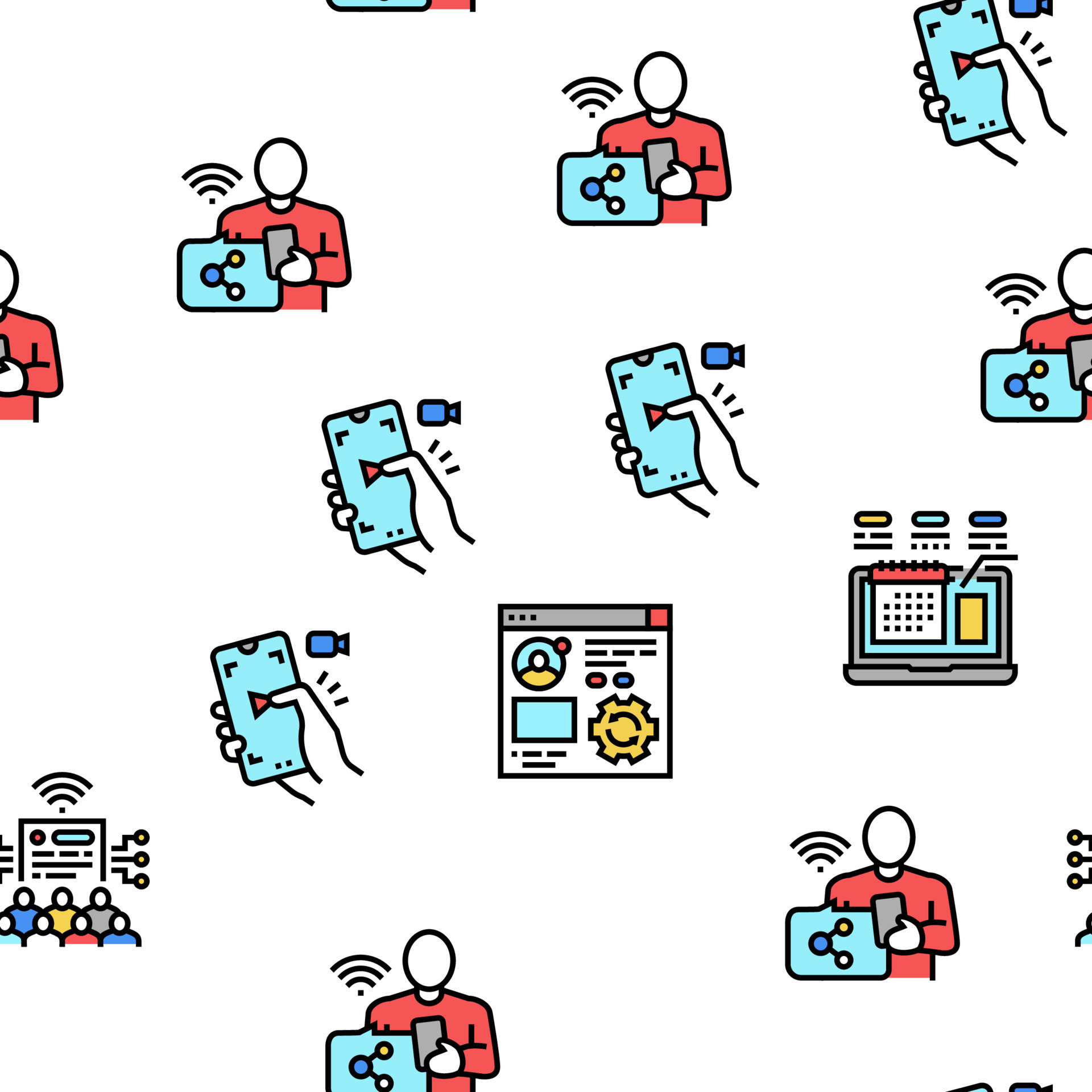 Social Networking Online App Vector Seamless Pattern 10142346 Vector Art At Vecteezy