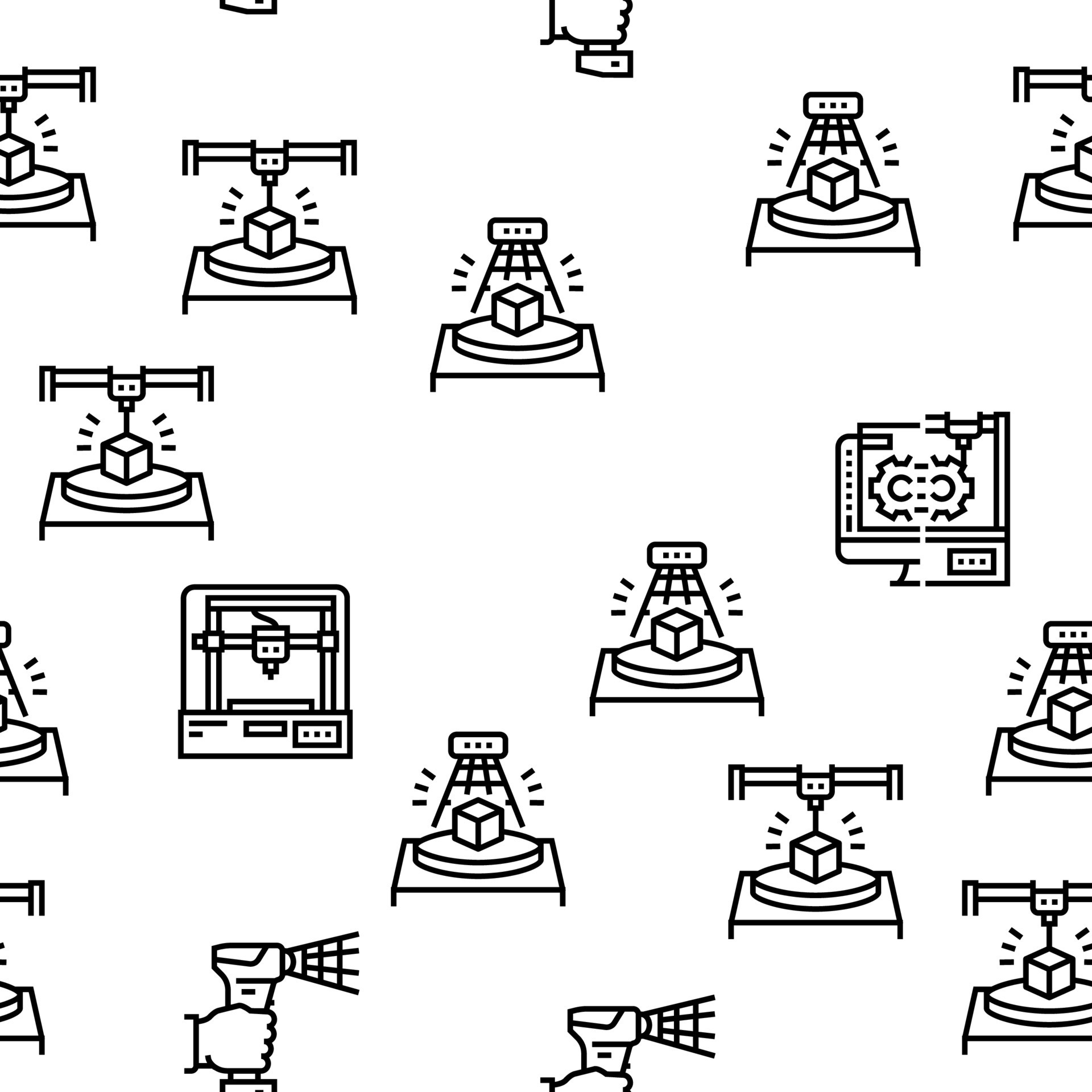 3d Modelling Software And Device Vector Seamless Pattern 10142969 Vector Art At Vecteezy