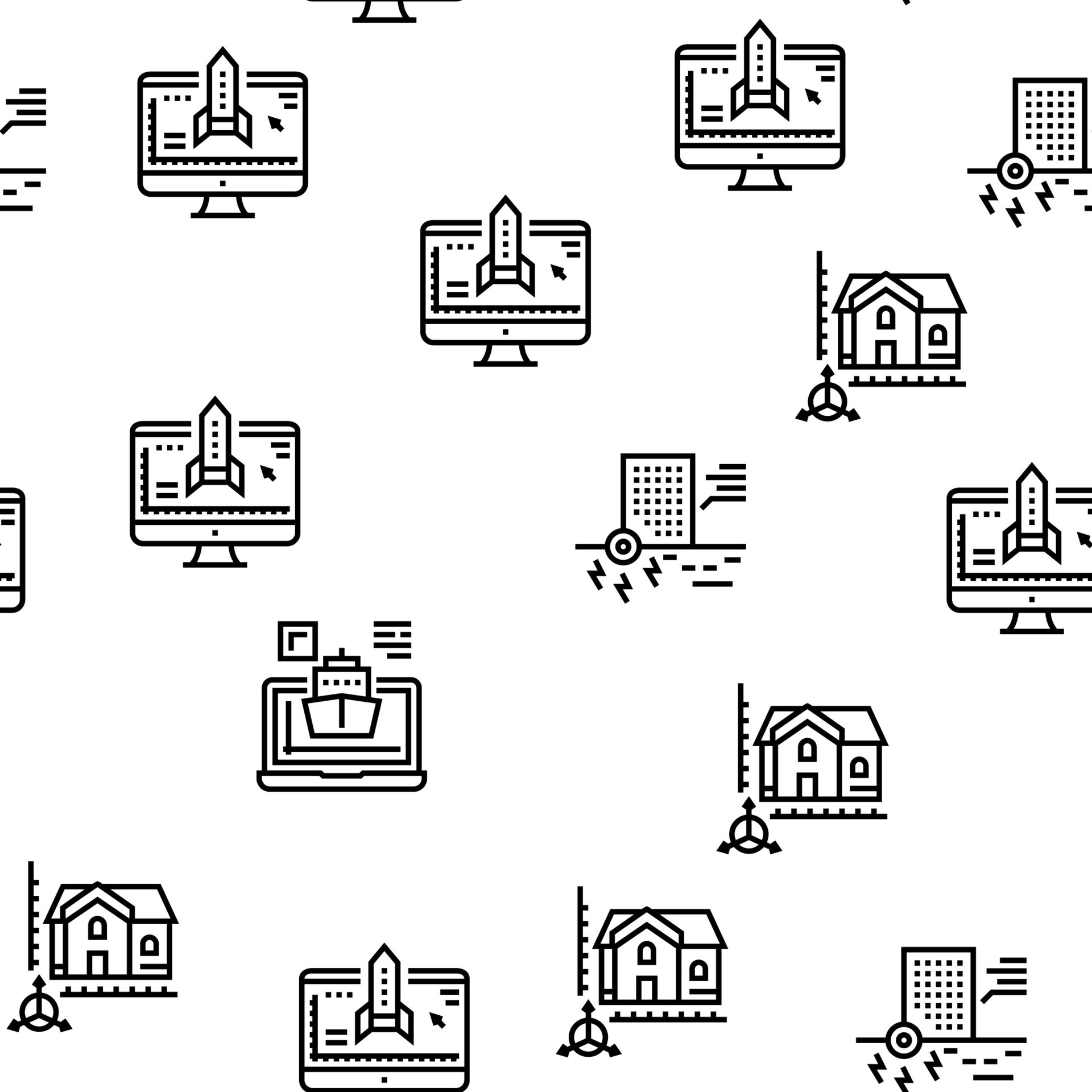 Modeling Engineering Vector Seamless Pattern 10144068 Vector Art at ...