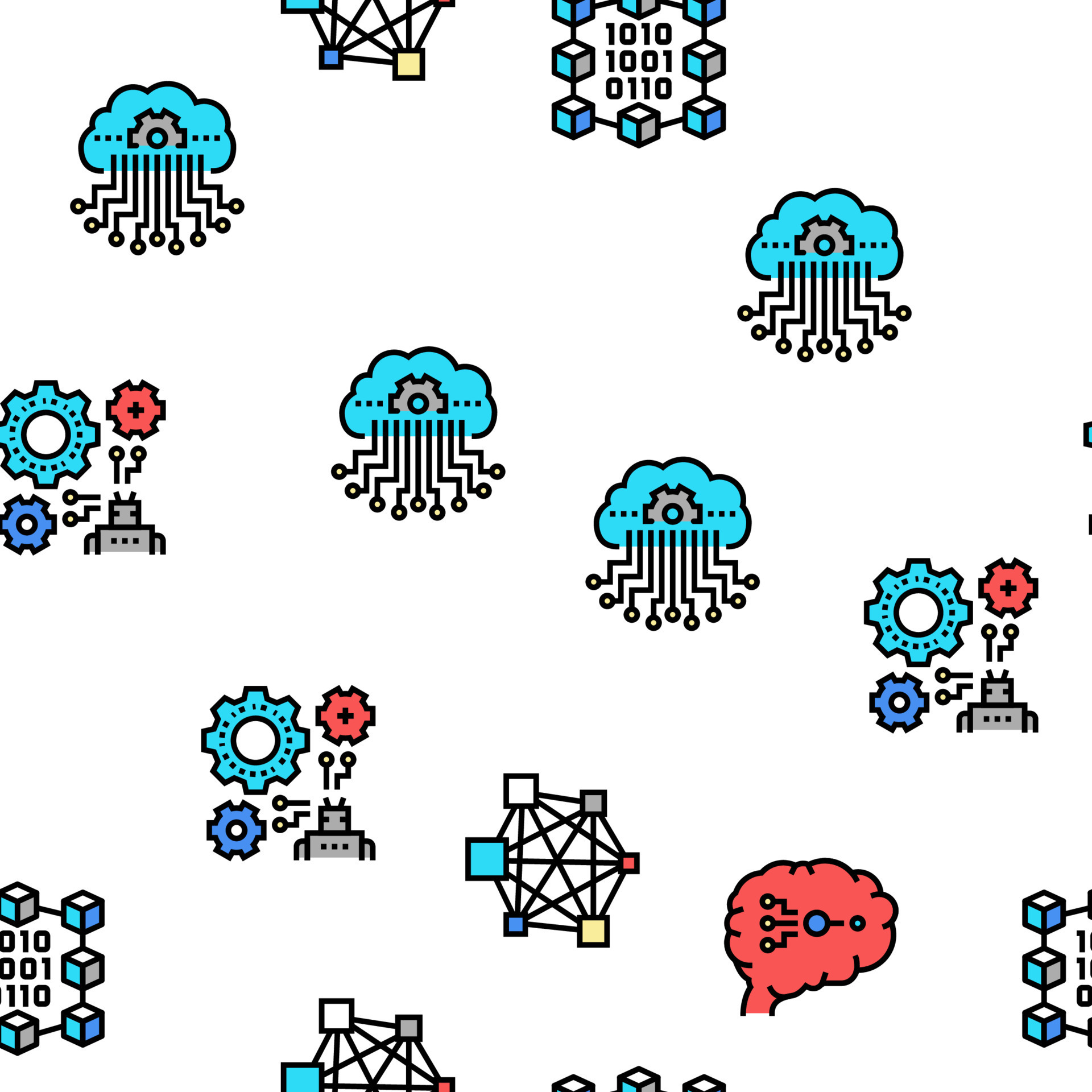 Neural Network And Ai Vector Seamless Pattern 10144154 Vector Art At