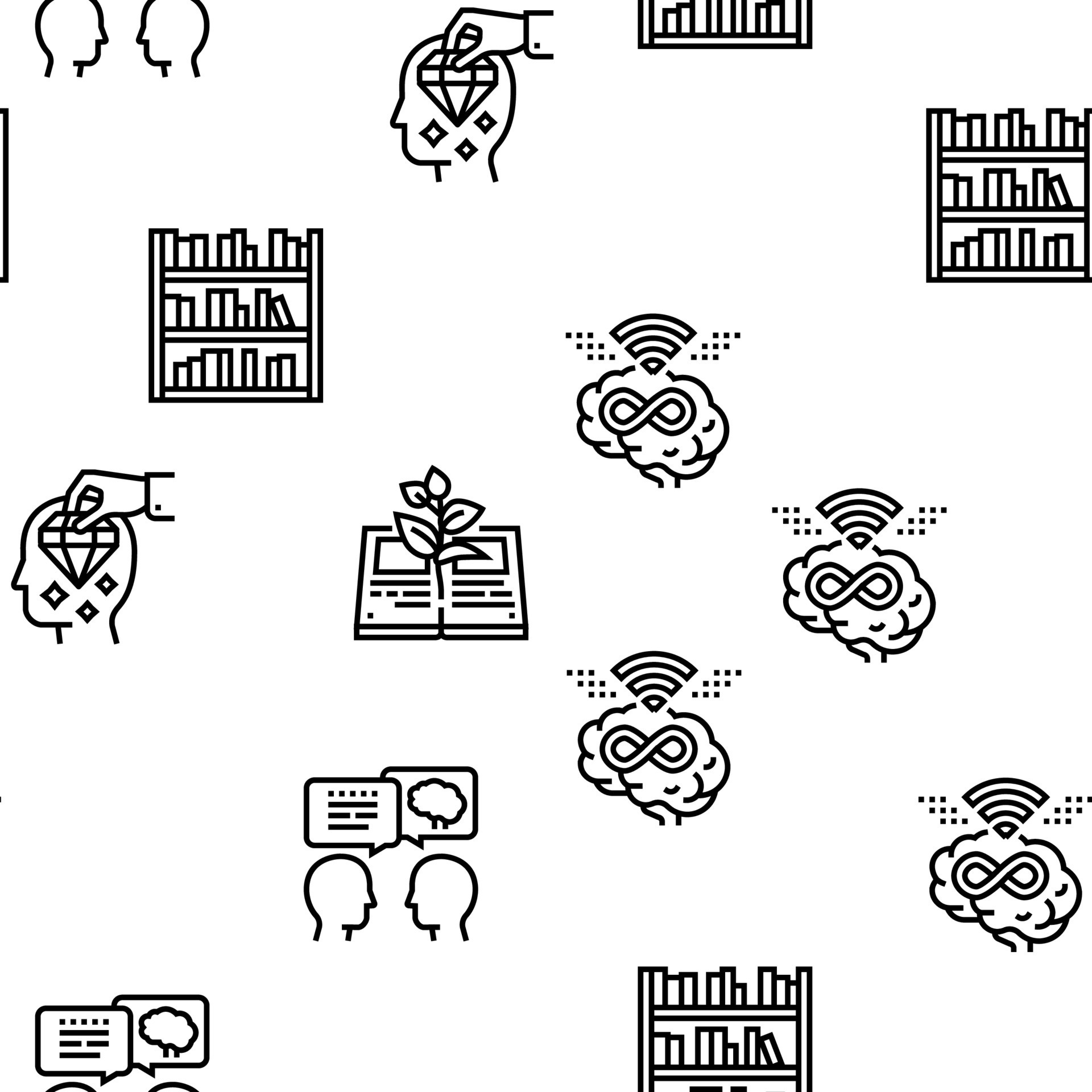 Knowledge And Mind Intelligence Vector Seamless Pattern 10144652 Vector ...