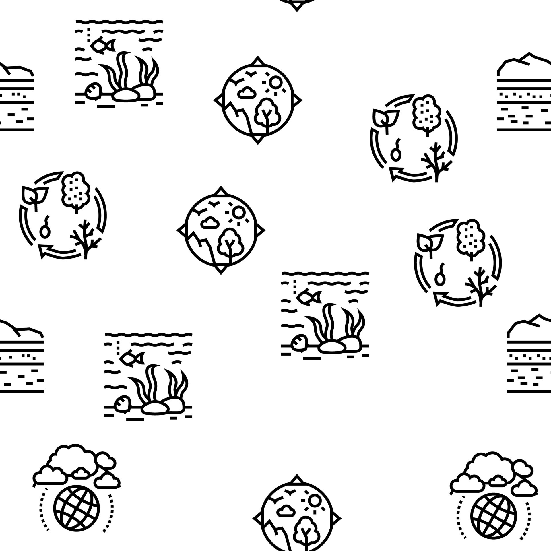 Ecosystem Environment Vector Seamless Pattern 10145078 Vector Art at ...