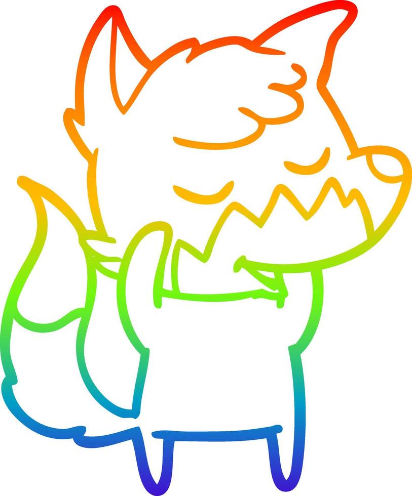 rainbow gradient line drawing friendly cartoon fox 10156281 Vector Art ...