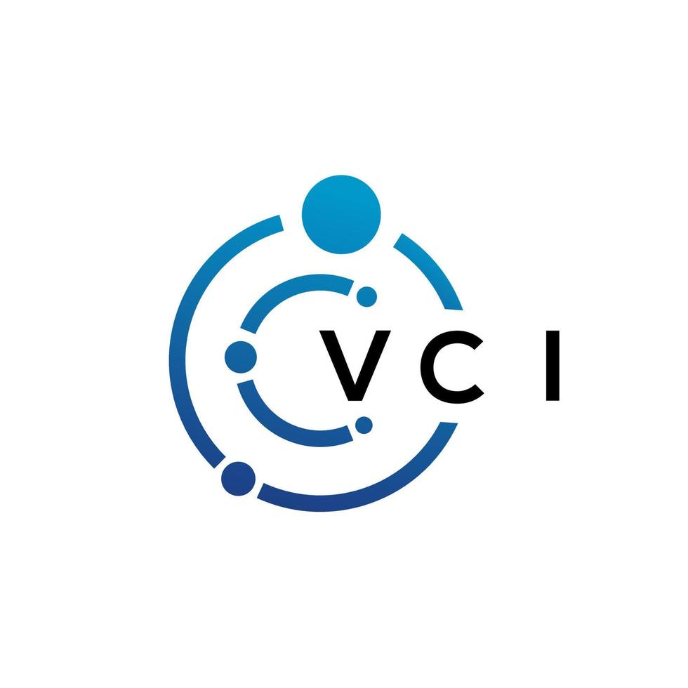 Diseño de logotipo de tecnología de letras vci sobre fondo blanco. vci creative initials letter ...