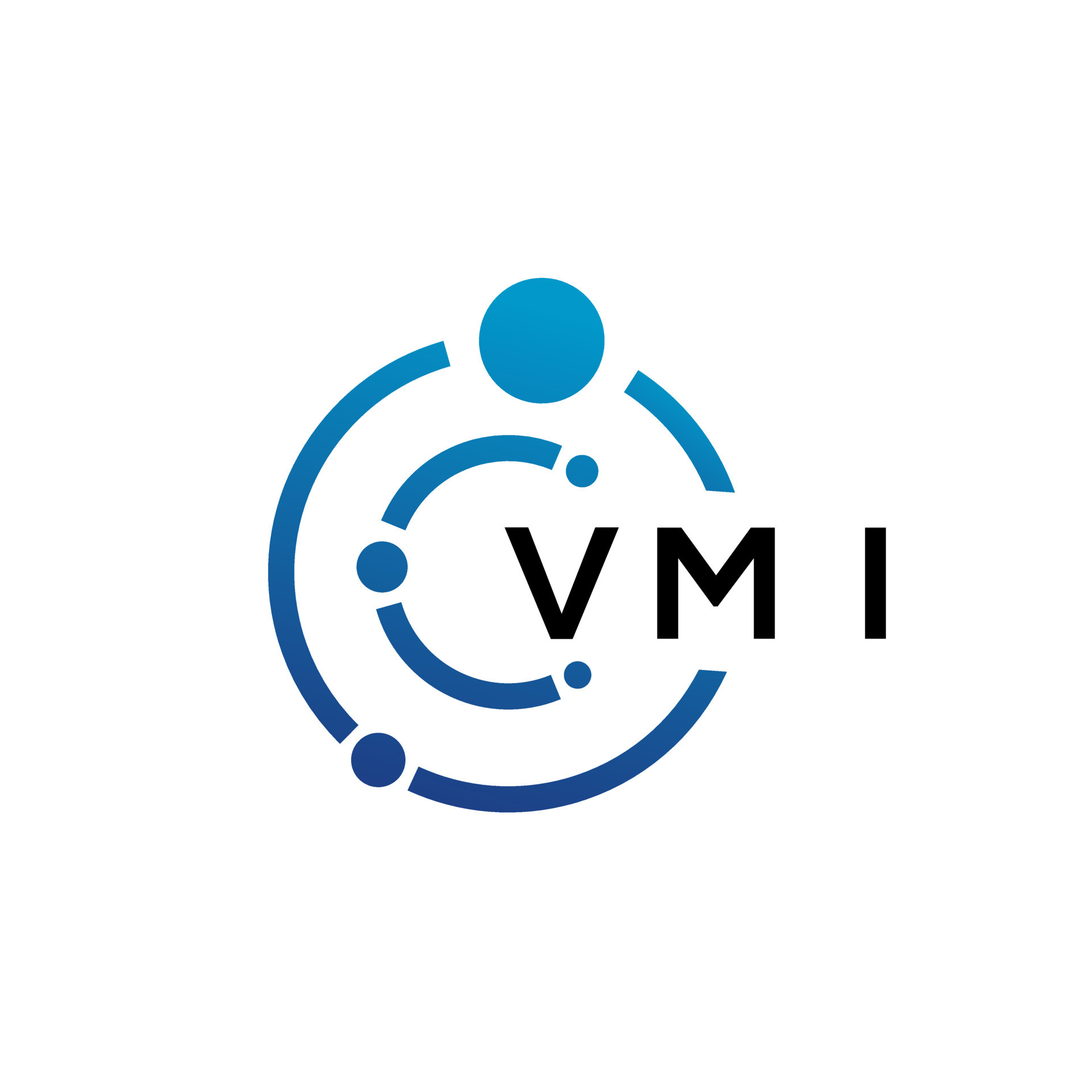 Diseño de logotipo de tecnología de letras vmi sobre fondo blanco. vmi creative initials letter ...