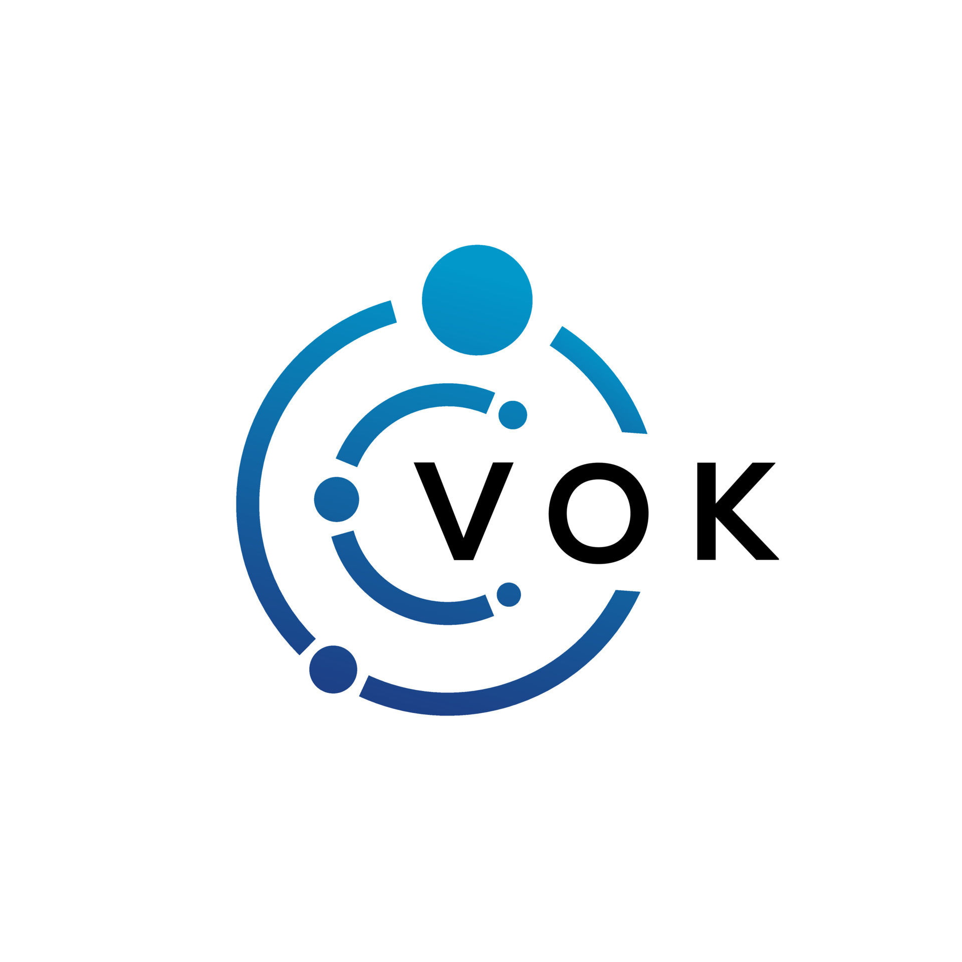 diseño de logotipo de tecnología de letras vok sobre fondo blanco. vok creative initials letter ...