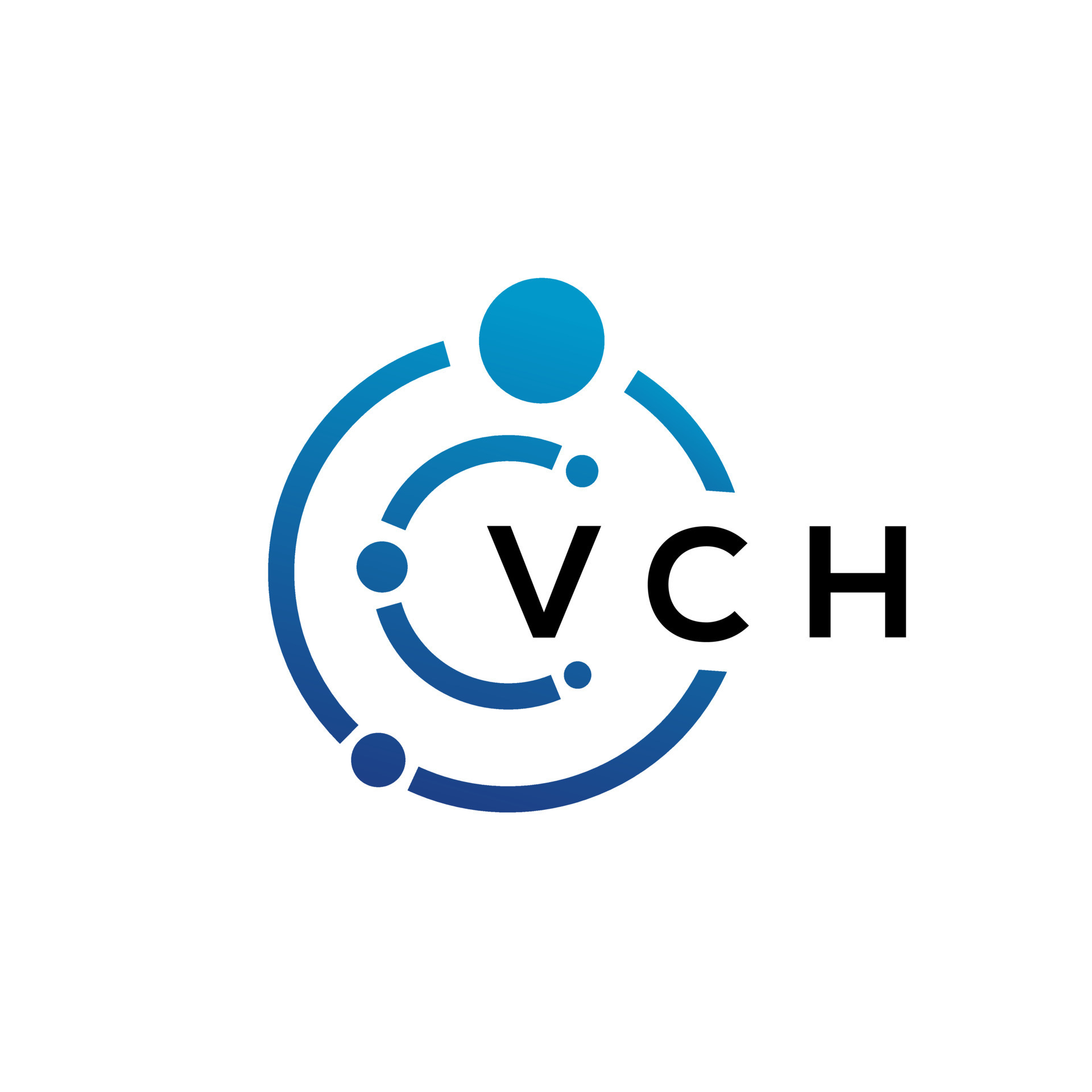 diseño de logotipo de tecnología de letra vch sobre fondo blanco. vch creative initials letter ...