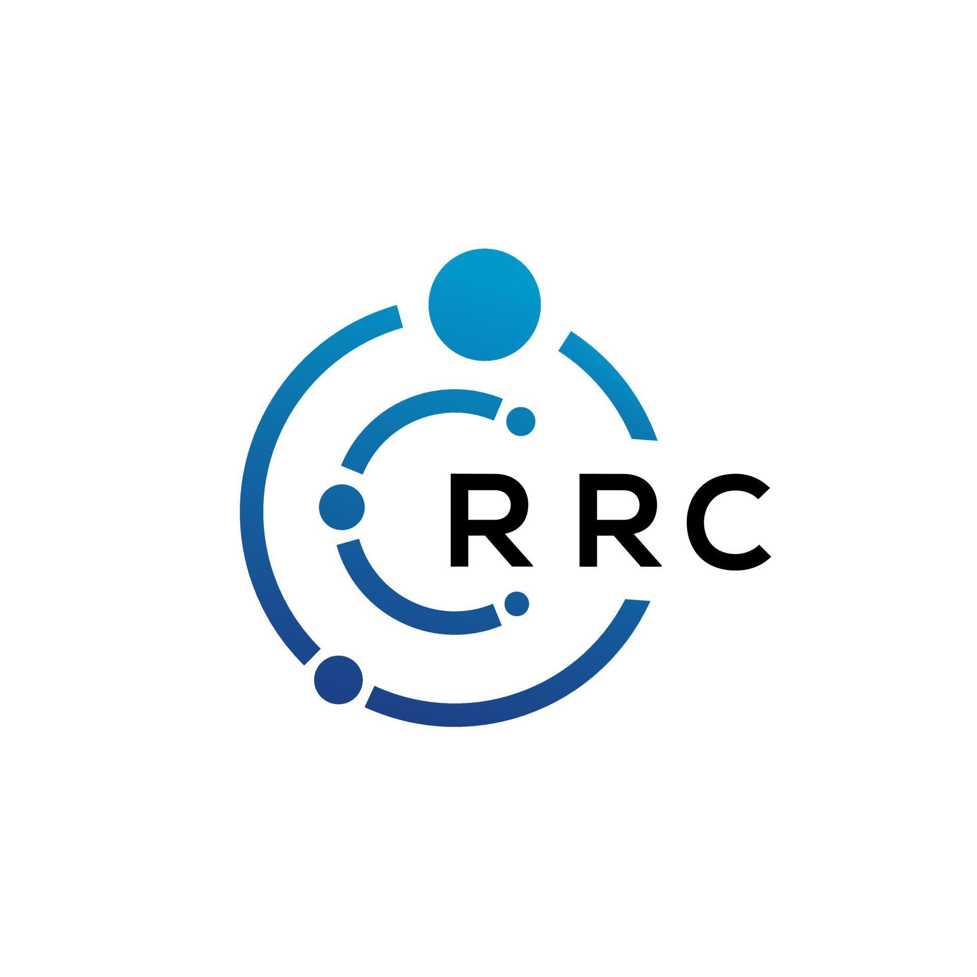 Diseño de logotipo de tecnología de letras rrc sobre fondo blanco. rrc creative initials letter ...