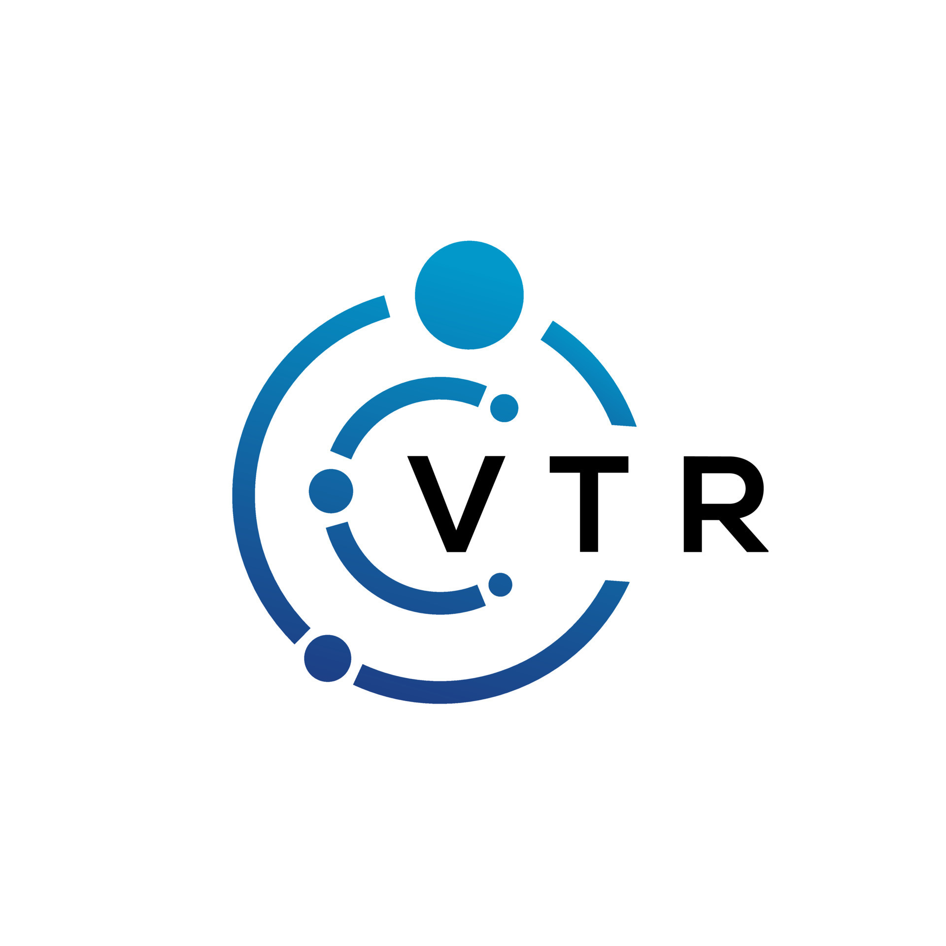 diseño de logotipo de tecnología de letra vtr sobre fondo blanco. vtr ...