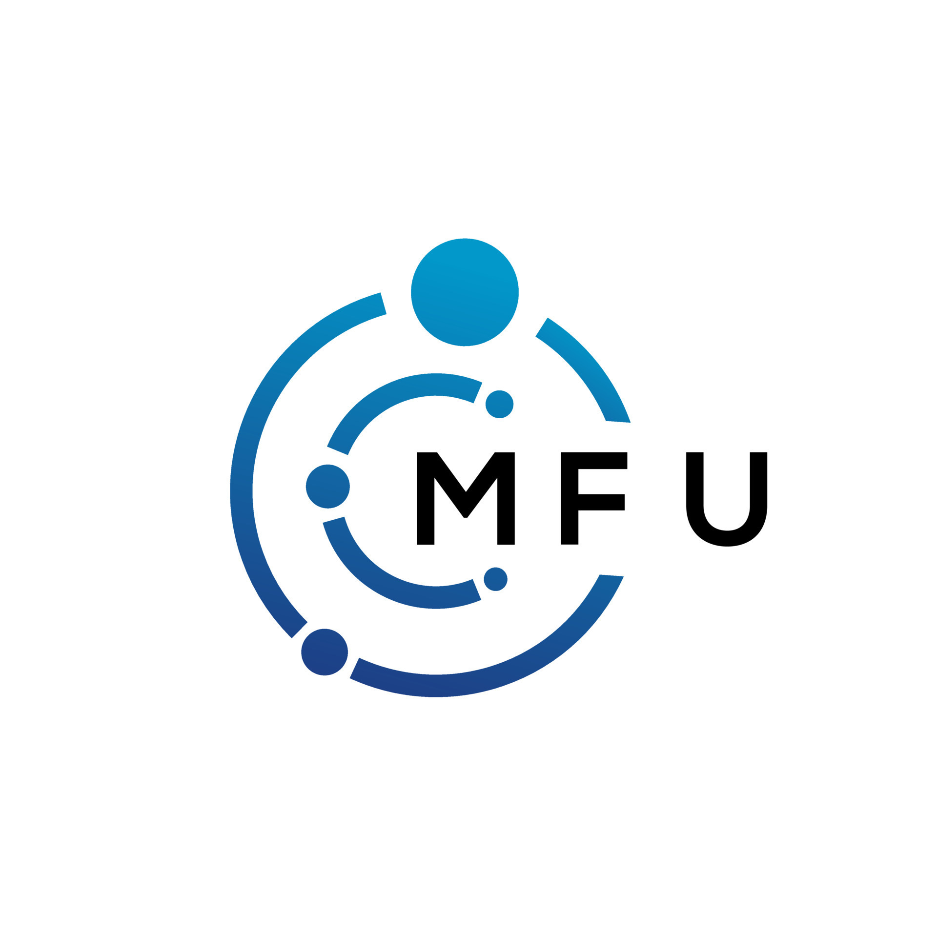 diseño de logotipo de tecnología de letras mfu sobre fondo blanco. mfu letras iniciales ...