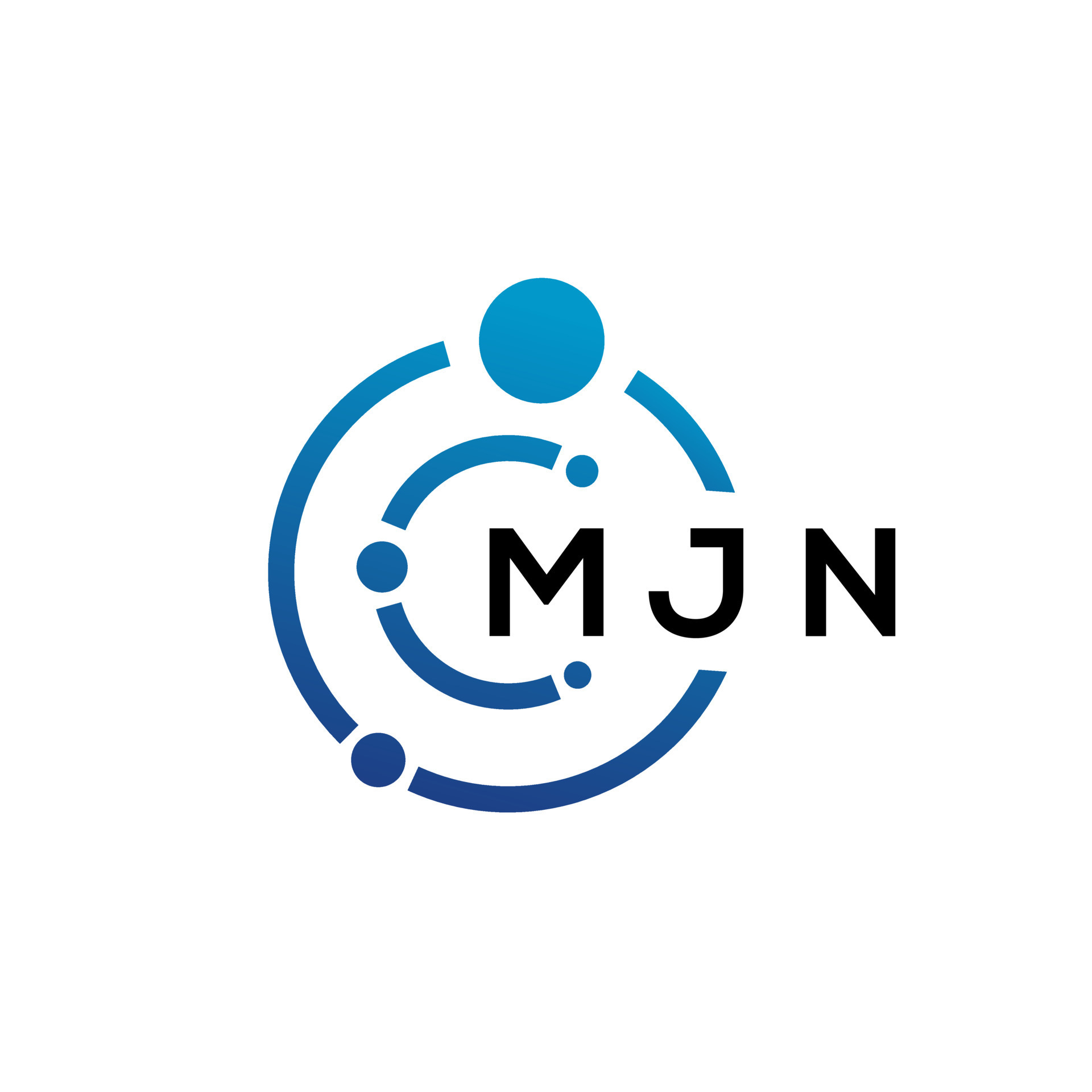 Diseño de logotipo de tecnología de letras mjn sobre fondo blanco. mjn creative initials letter ...