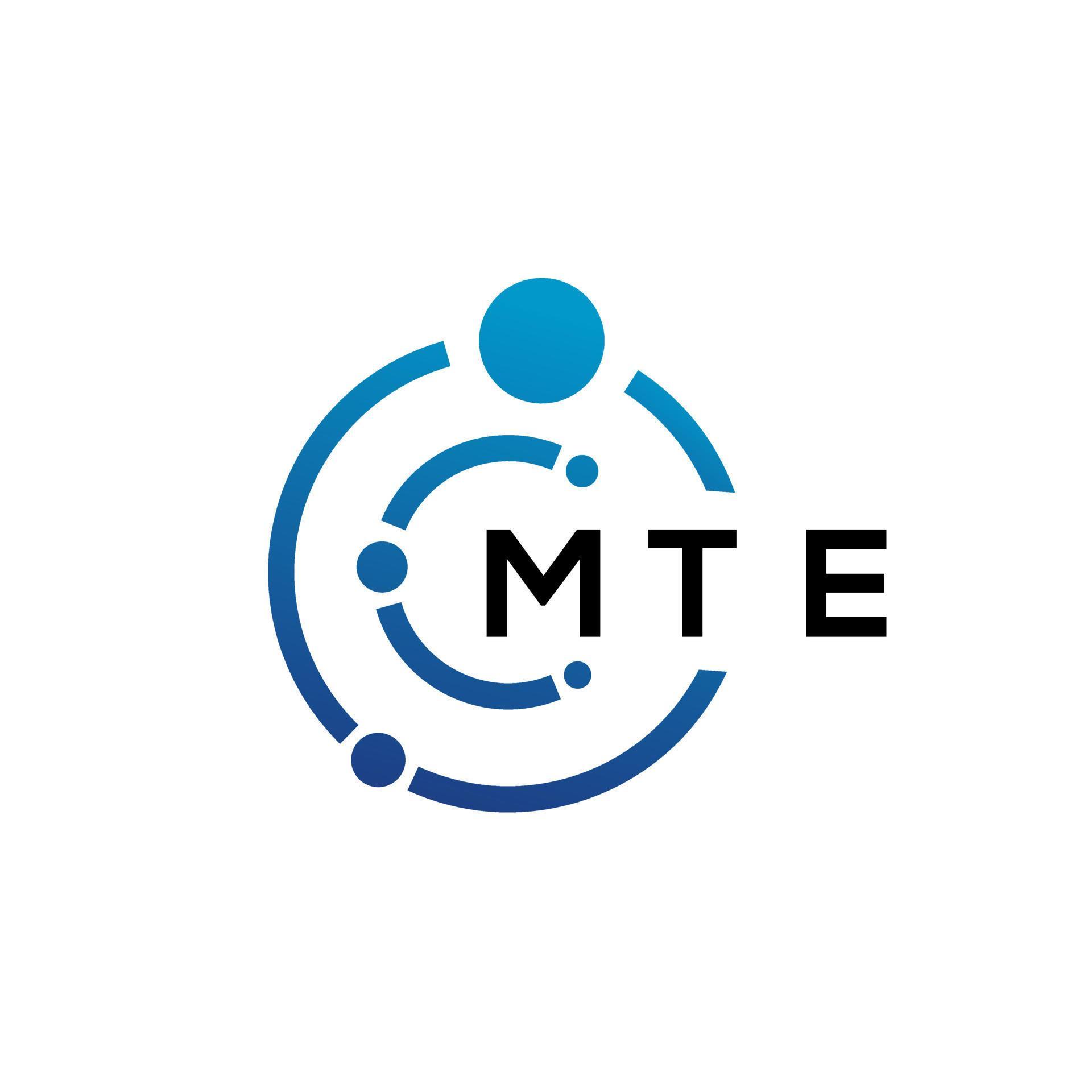 diseño de logotipo de tecnología de letra mte sobre fondo blanco. mte letras iniciales creativas ...