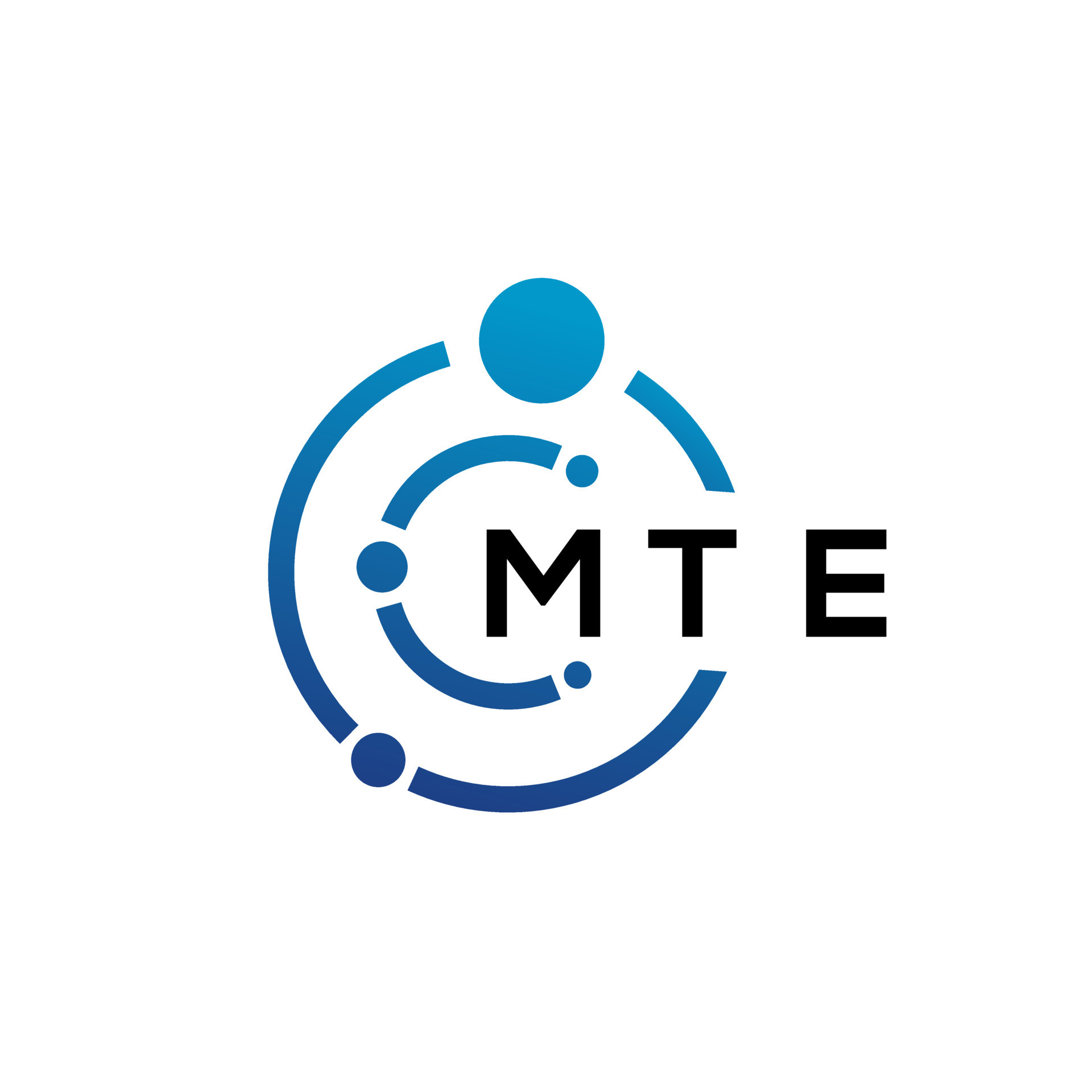 diseño de logotipo de tecnología de letra mte sobre fondo blanco. mte letras iniciales creativas ...