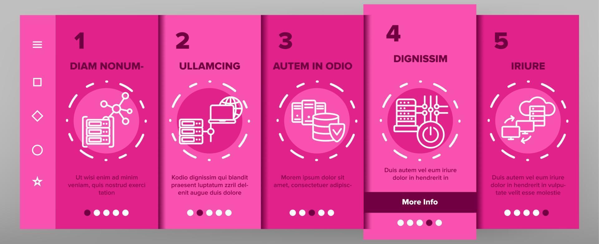 Data Center Technology Vector Onboarding Mobile App Page Screen