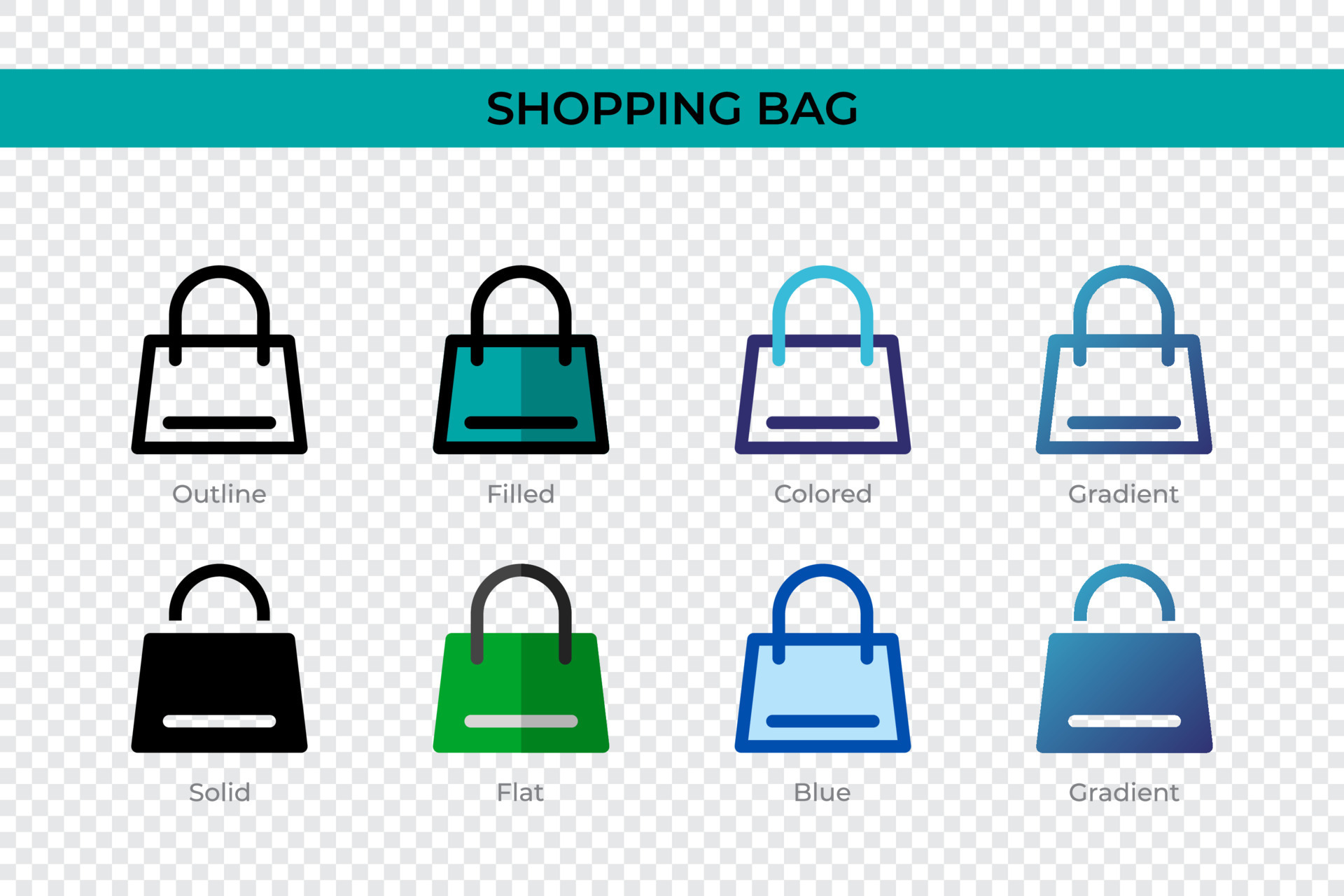 Shopping Bag Icon In Different Style Shopping Bag Vector Icons Designed In Outline Solid