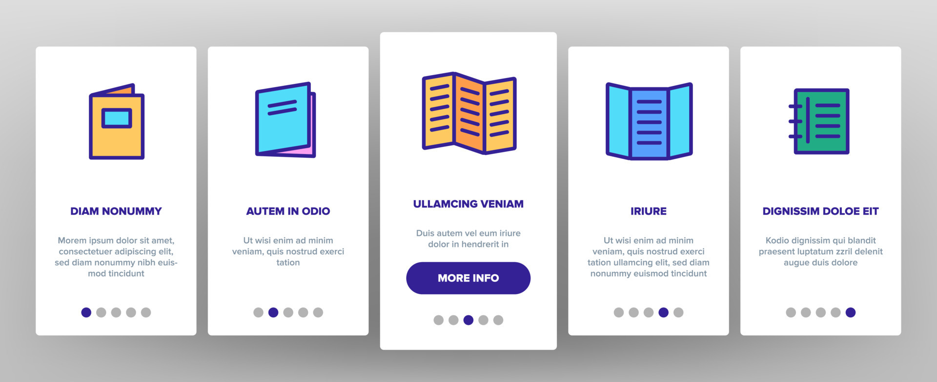 Booklet And Brochure Onboarding Icons Set Vector 10168381 Vector Art At Vecteezy