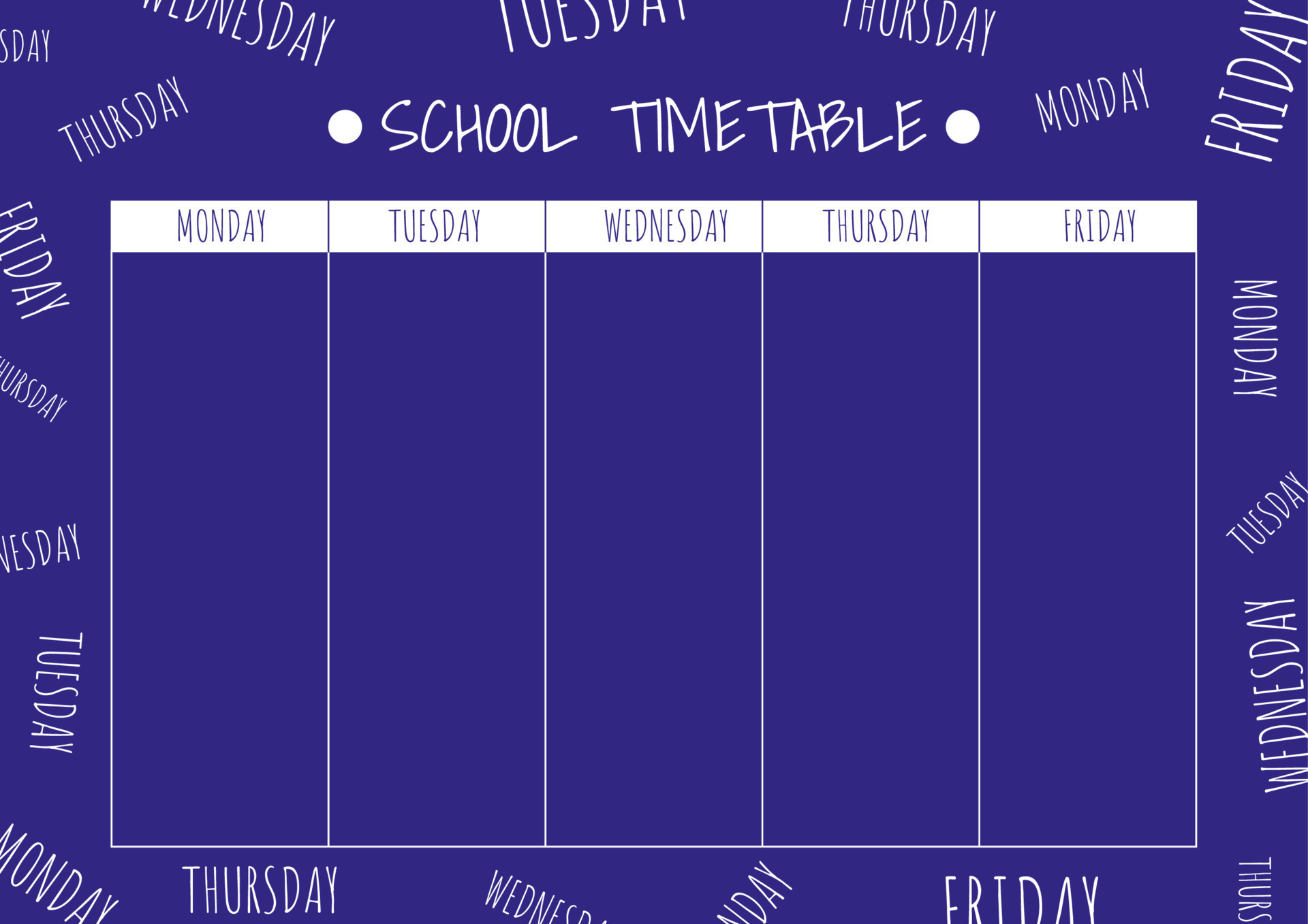 School schedule. Timetable for kids with days of the week. . Weekly ...