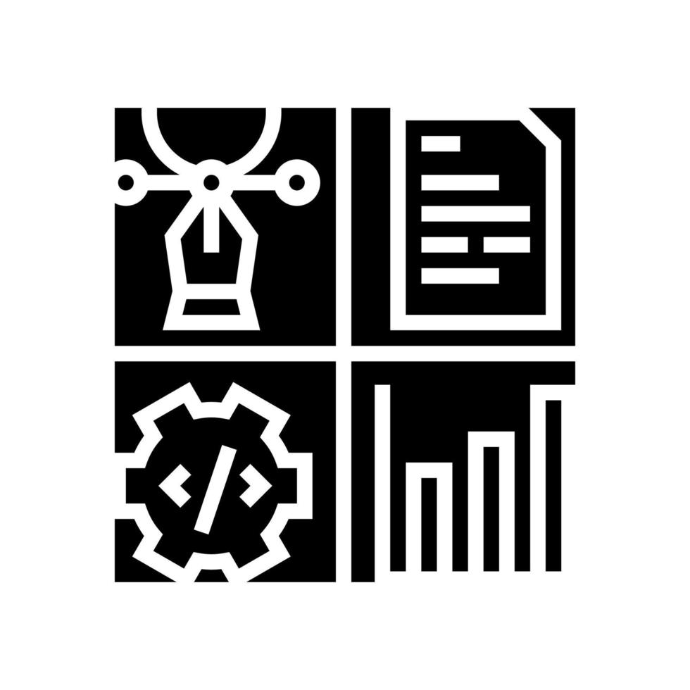 design, programming, content manager and analytics job glyph icon ...