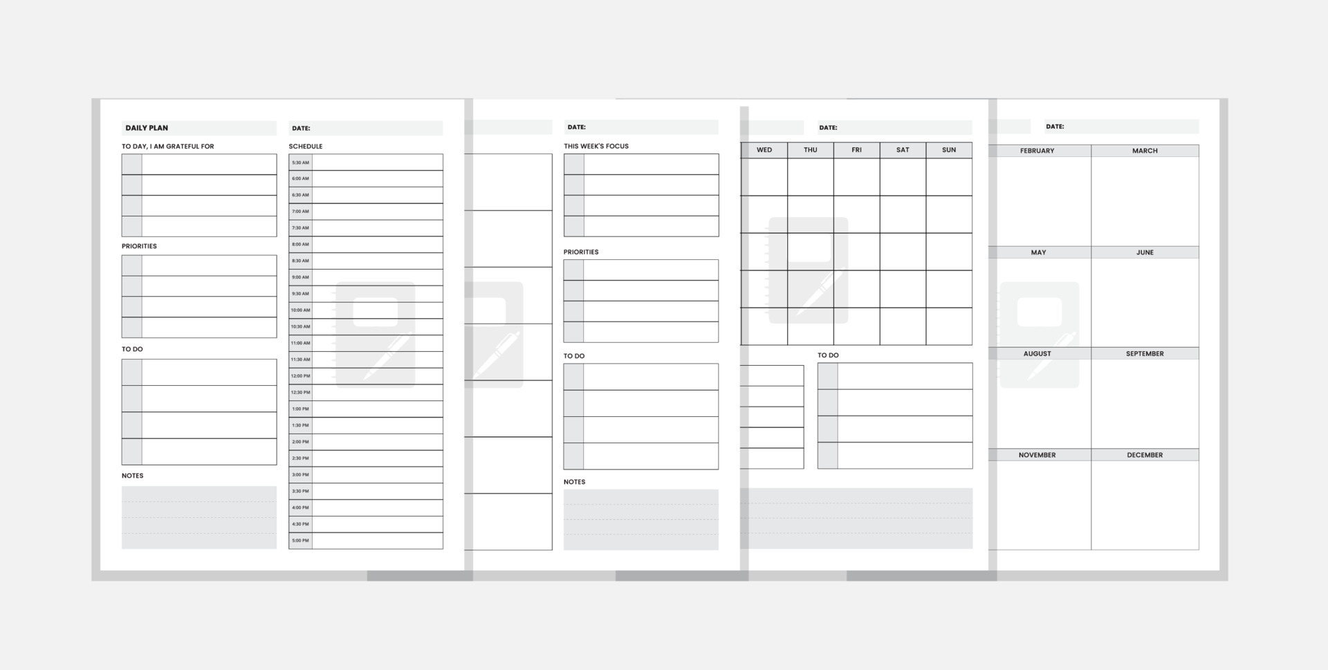 Daily Monthly Weekly And Year Plan Template Set Planner Notebook daily-monthly-weekly-and-year-plan-template-set-planner-notebook