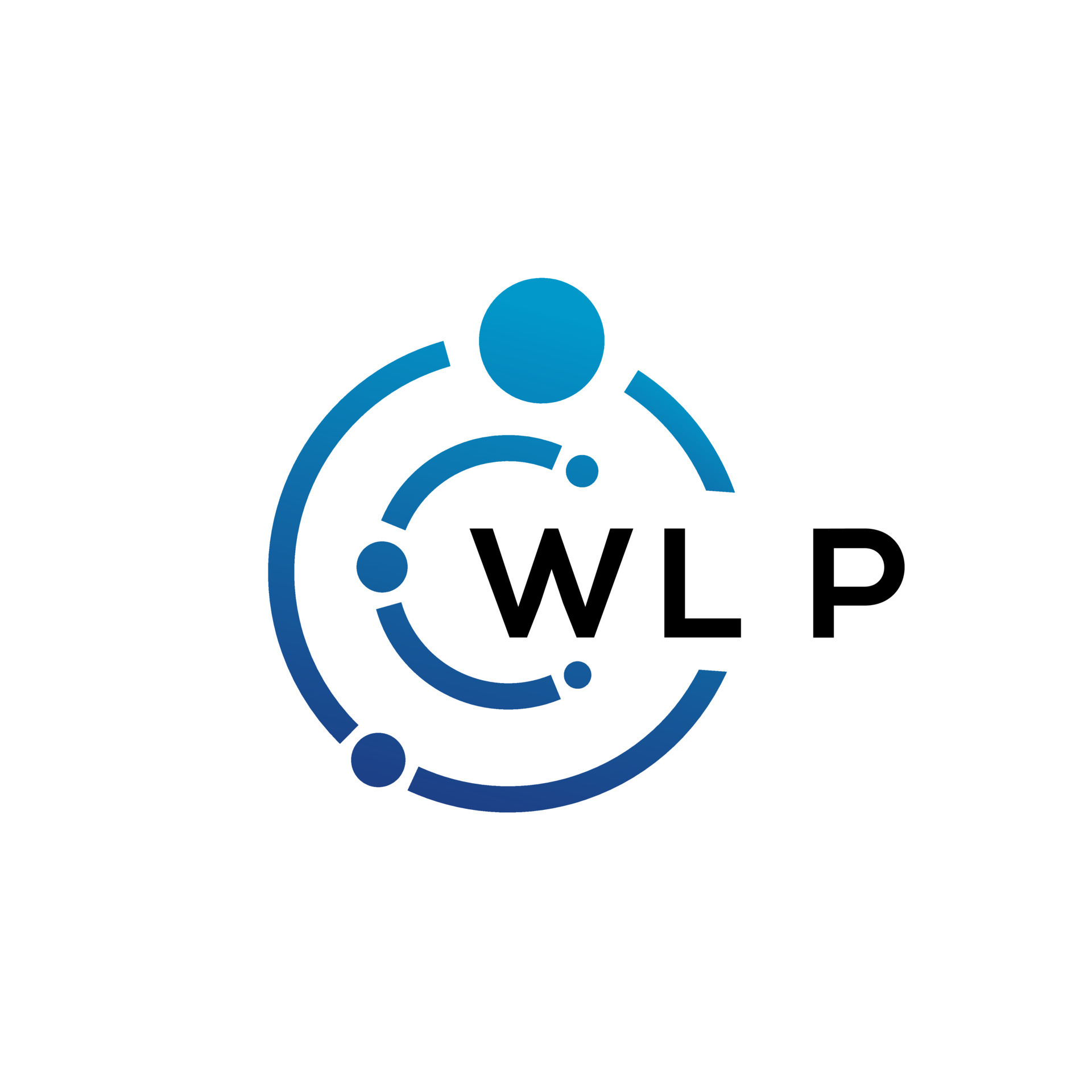 diseño de logotipo de tecnología de letras wlp sobre fondo blanco. wlp creative initials letter ...