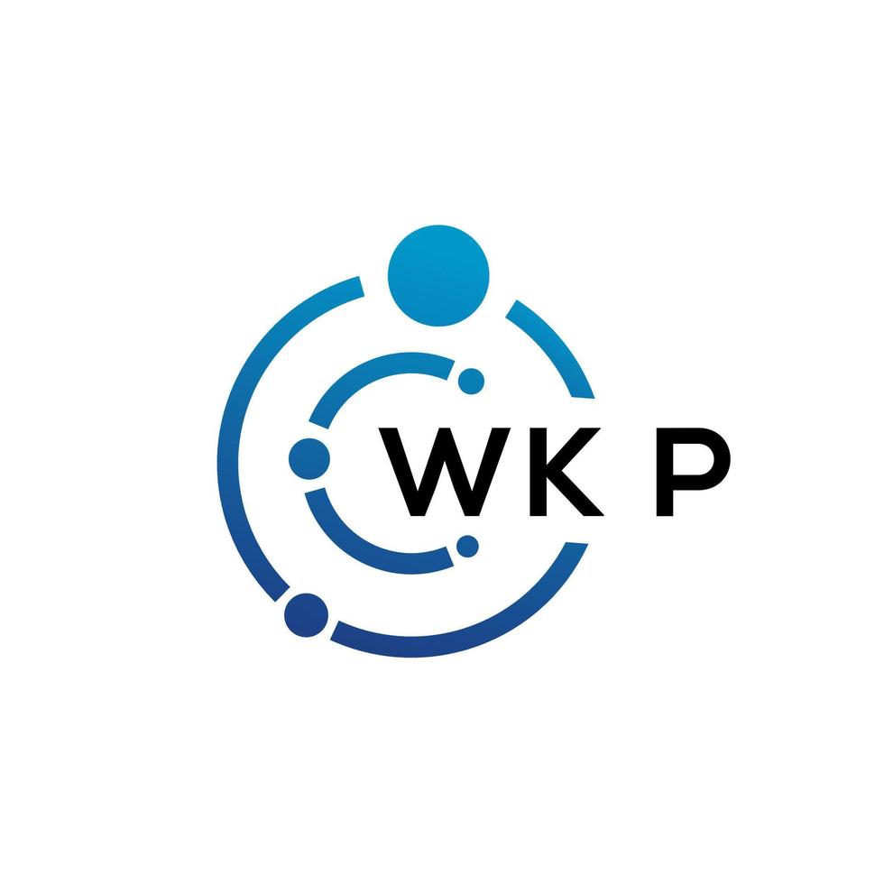 Diseño de logotipo de tecnología de letras wkp sobre fondo blanco. wkp creative initials letter ...