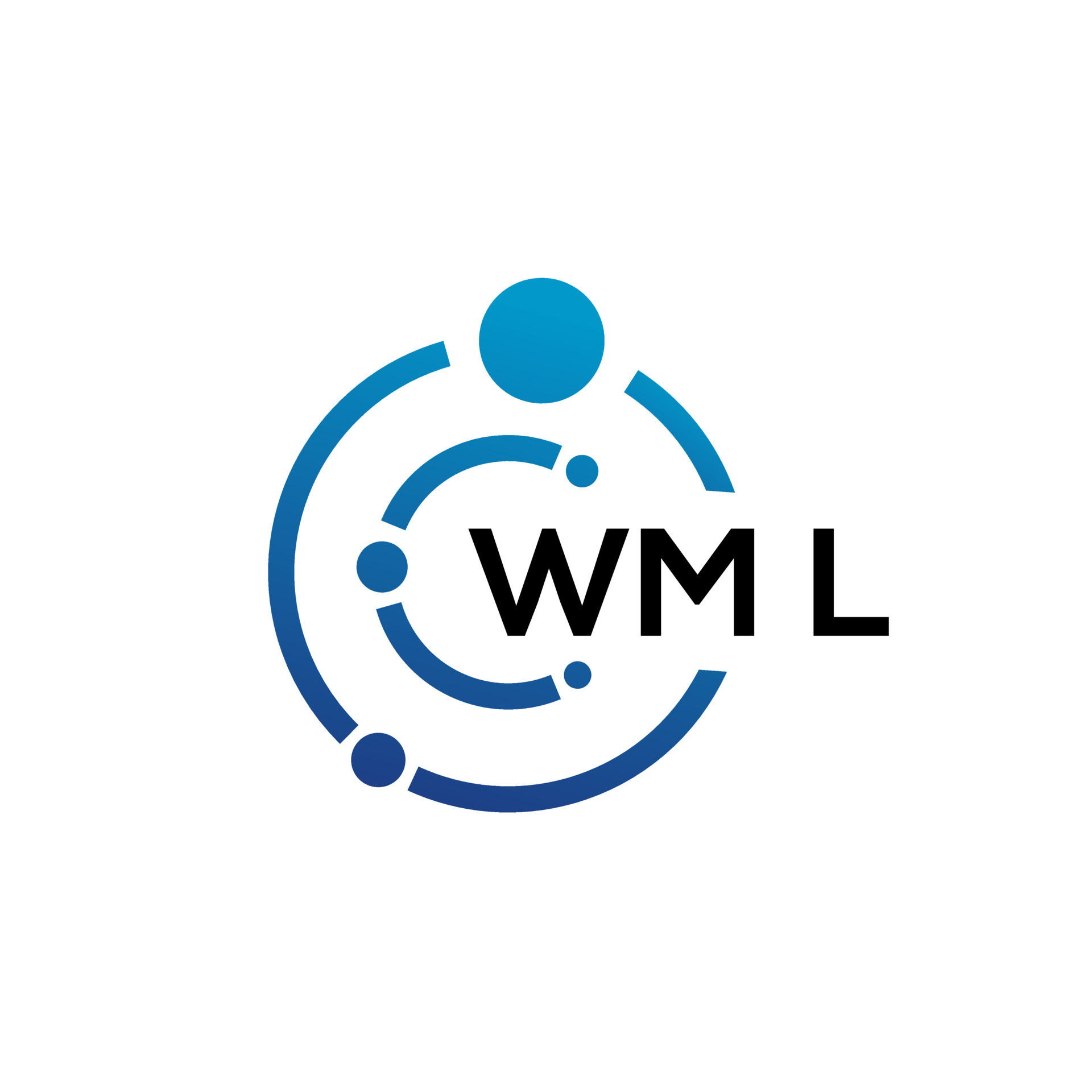 diseño de logotipo de tecnología de letra wml sobre fondo blanco. wml creative initials letter ...