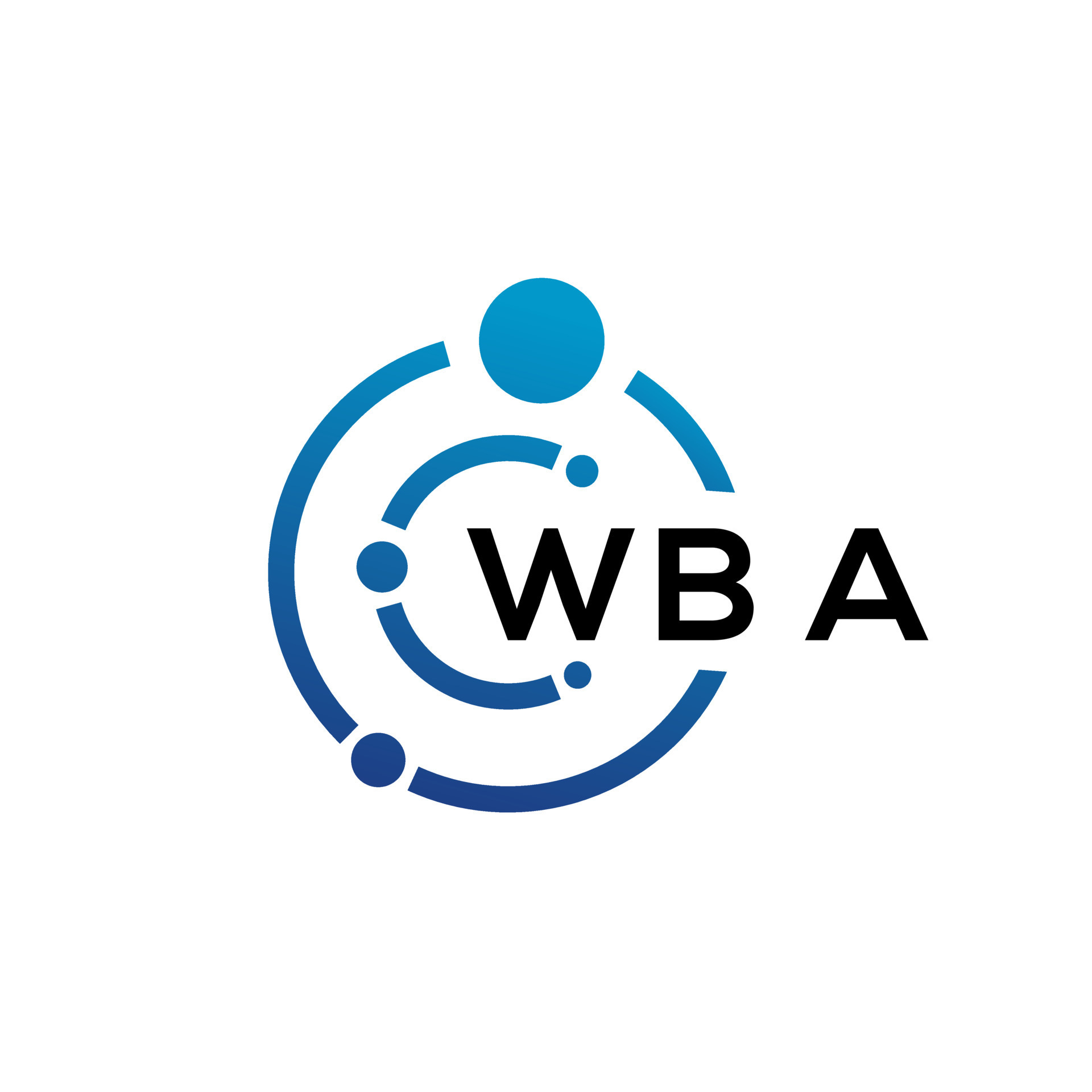 WBA letter technology logo design on white background. WBA creative initials letter IT logo ...