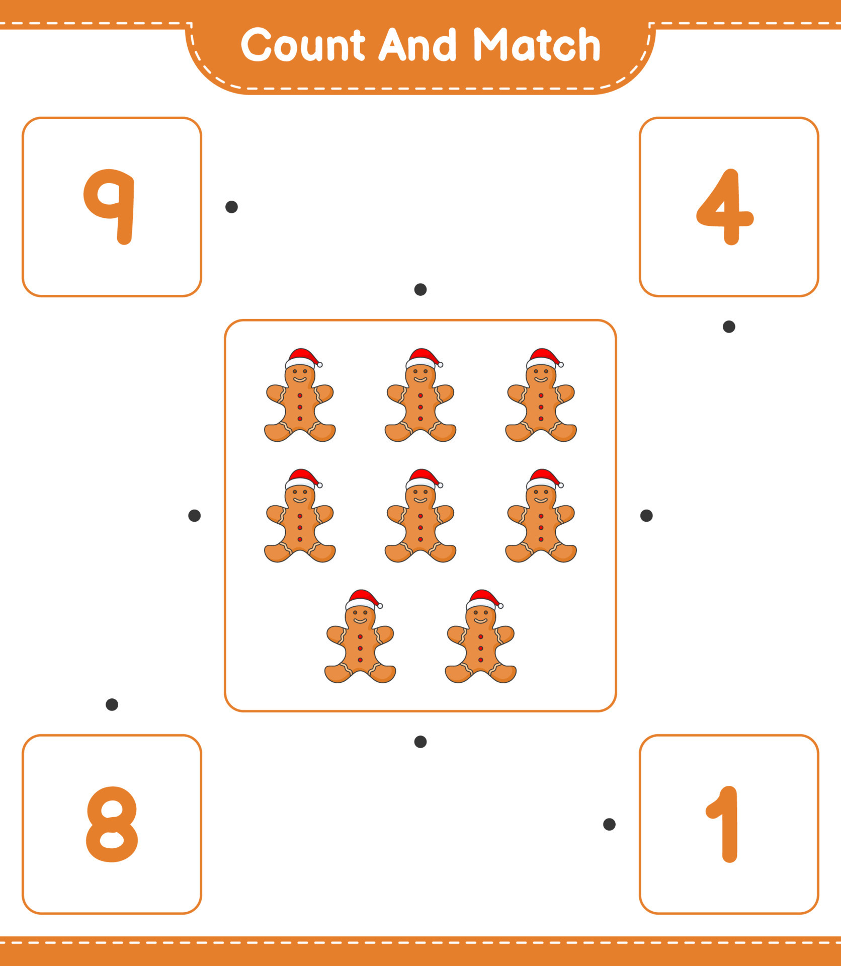 Count and match, count the number of Gingerbread Man and match with the ...